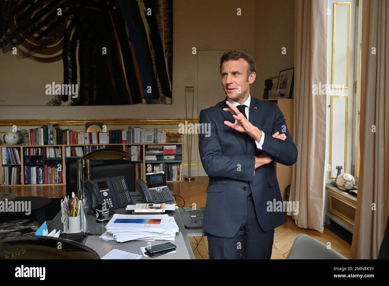 On 5 september, 2022, French President Emmanuel Macron meets writer ...