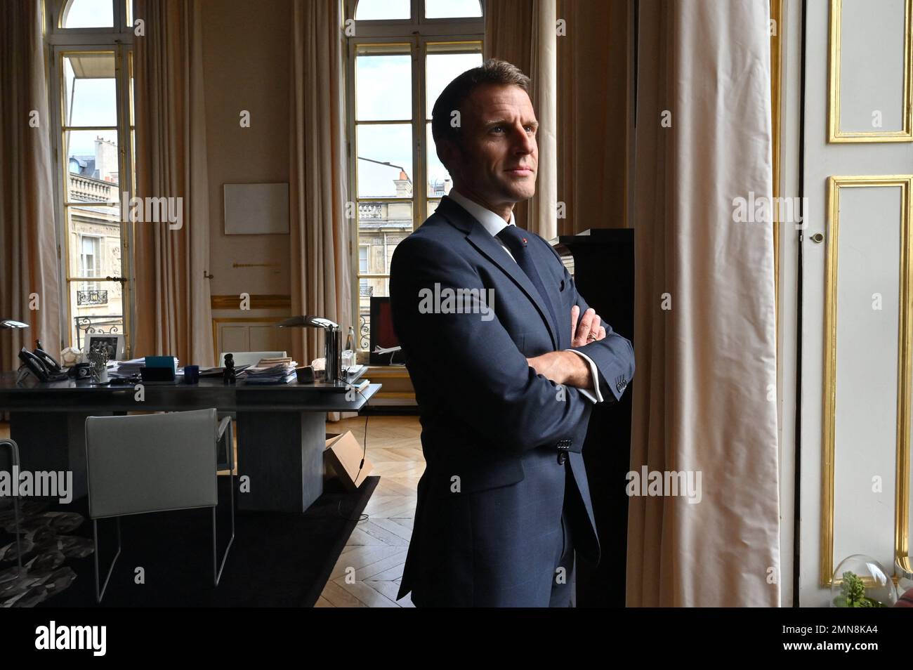 On 5 september, 2022, French President Emmanuel Macron meets writer ...