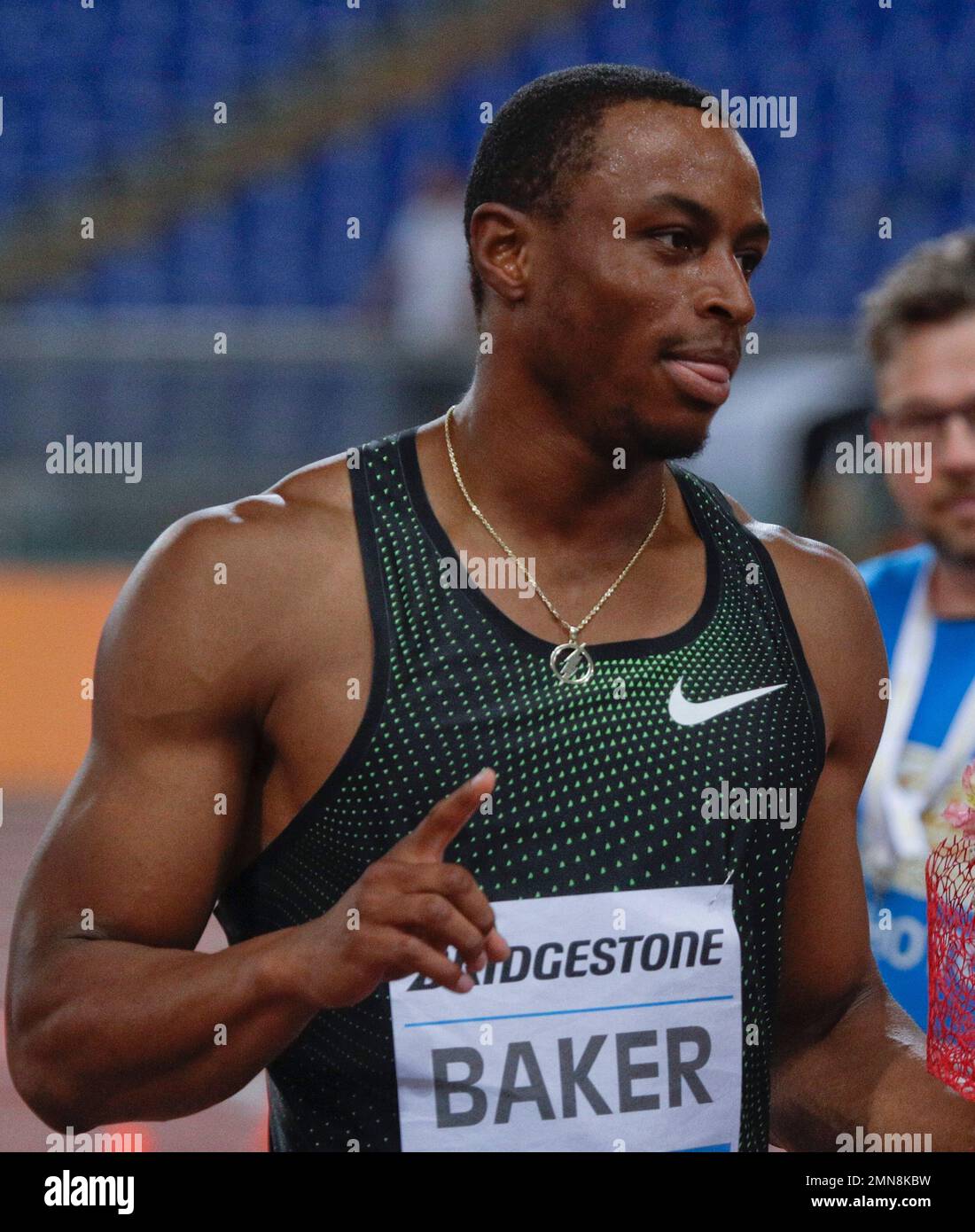 Ronnie Baker, of the United States, reacts after winning the men's 100m ...