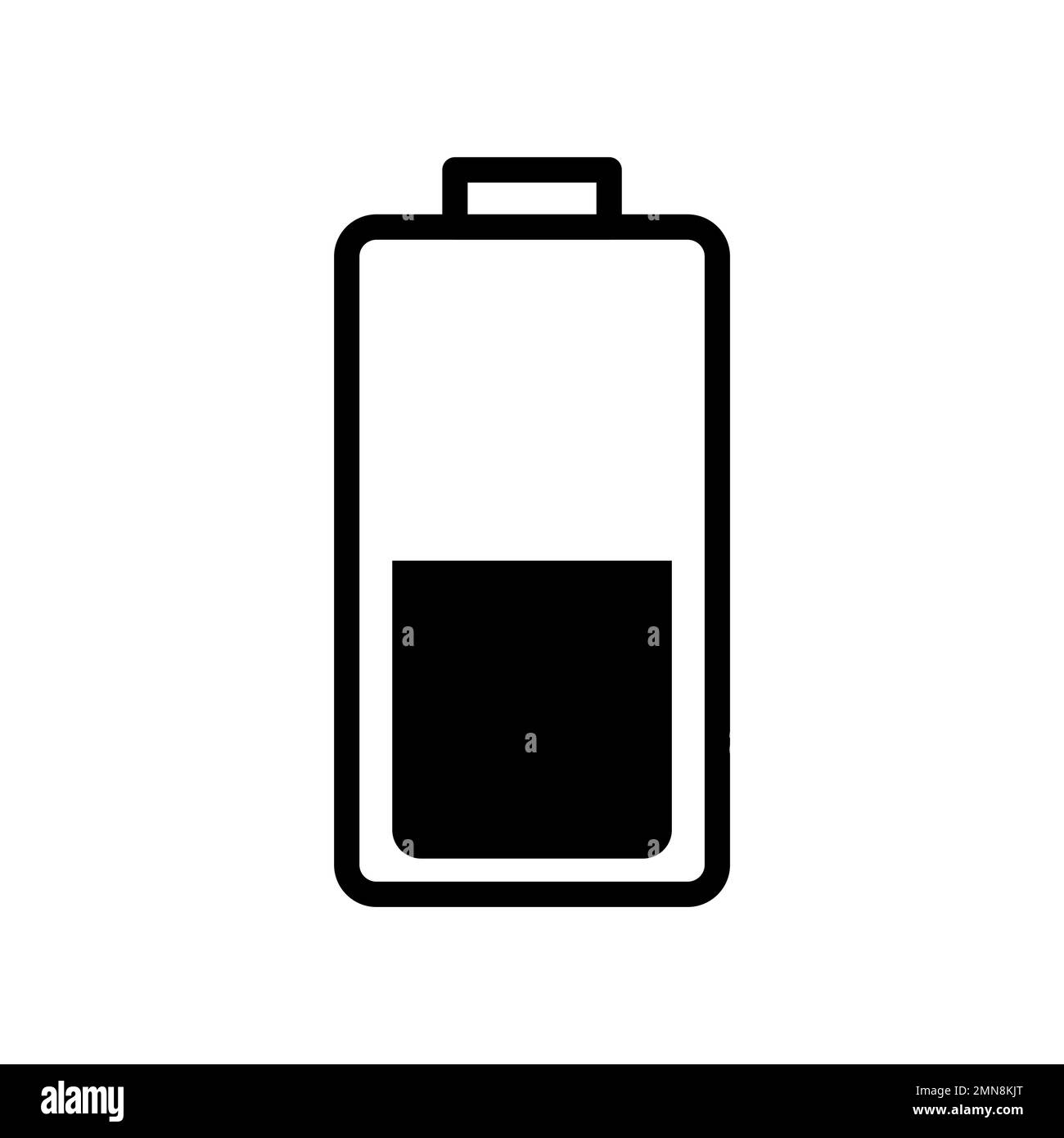 Battery half icon line isolated on white background. Black flat thin ...