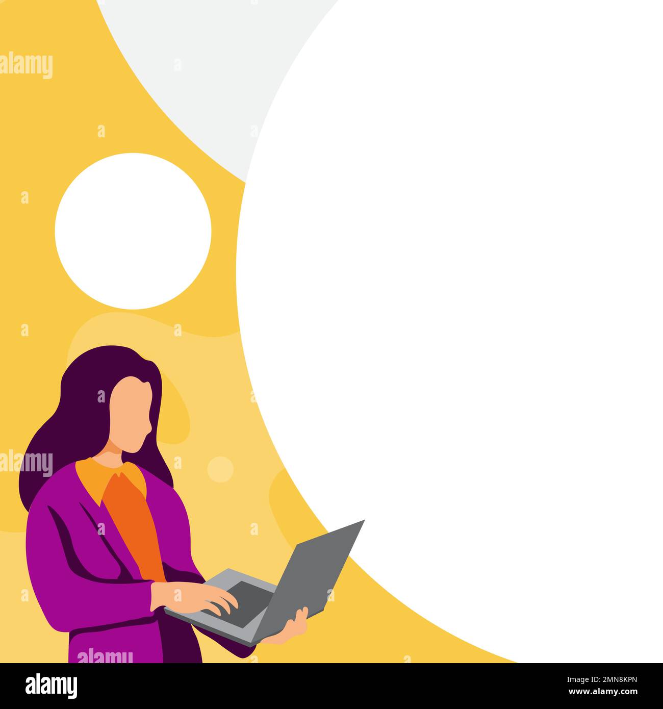 Businesswoman standing on the bright colored background. Woman holding ...