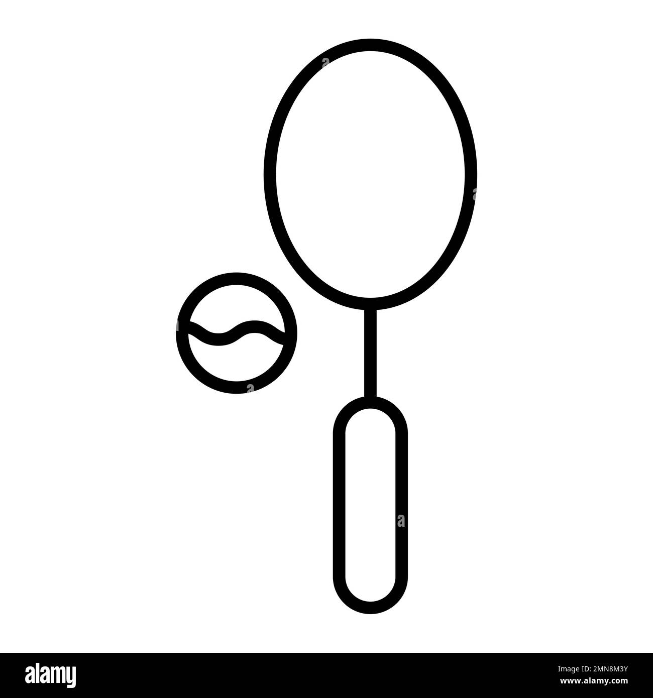 Tennis racket with ball icon line isolated on white background. Black ...