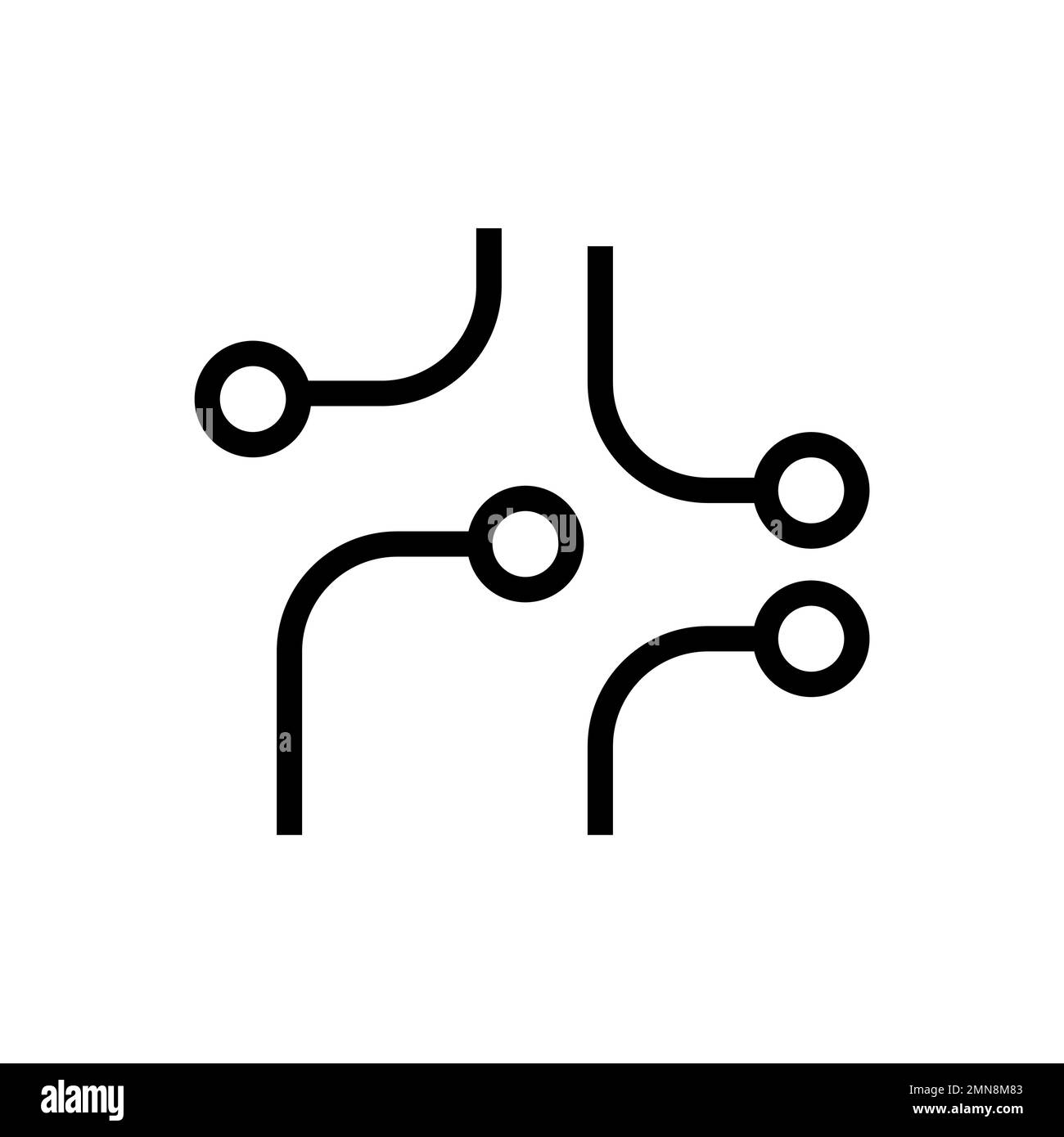 Circuit icon line isolated on white background. Black flat thin icon on ...