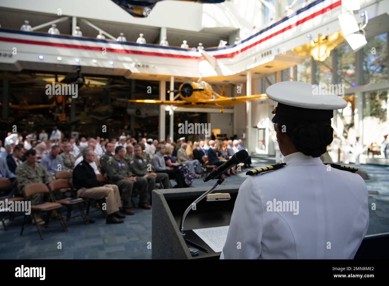 Capt. Tracy R. Isaac acts as Master of Ceremonies during a change of ...