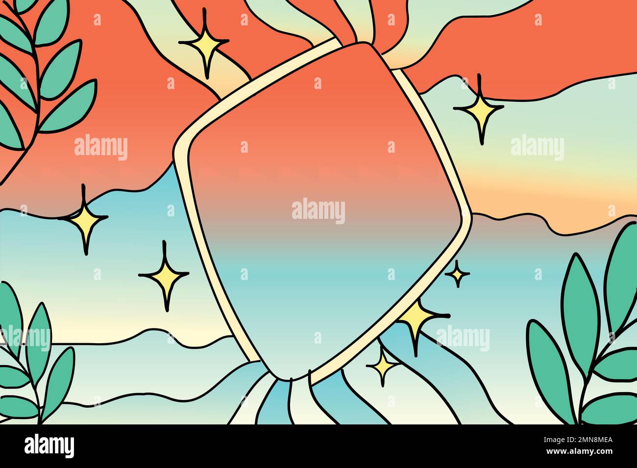 Abstract botanical frame, diamond shape design illustration vector ...