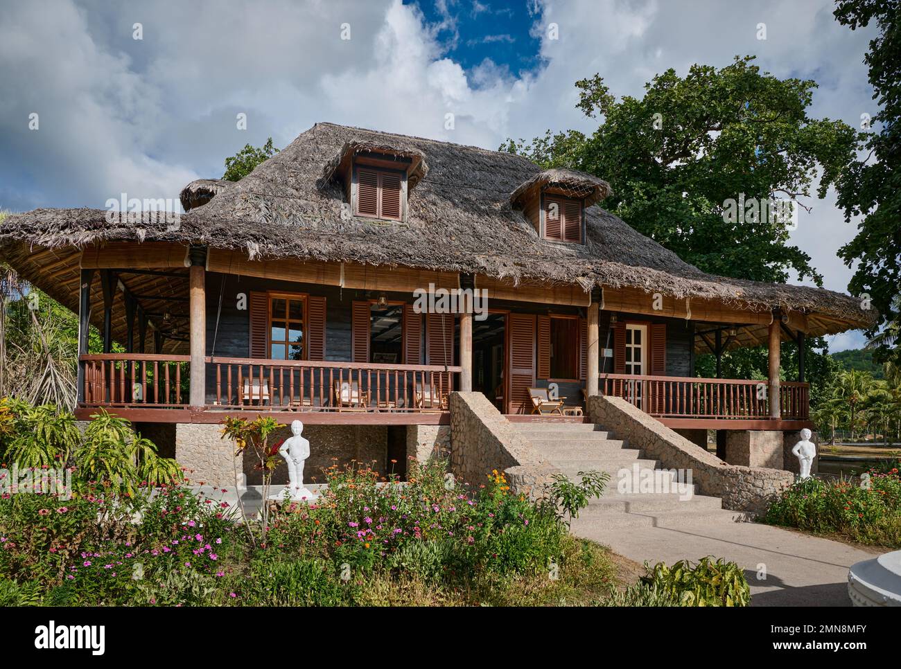 The plantation house, L'Union Estate, La Digue, Seychelles Stock Photo ...