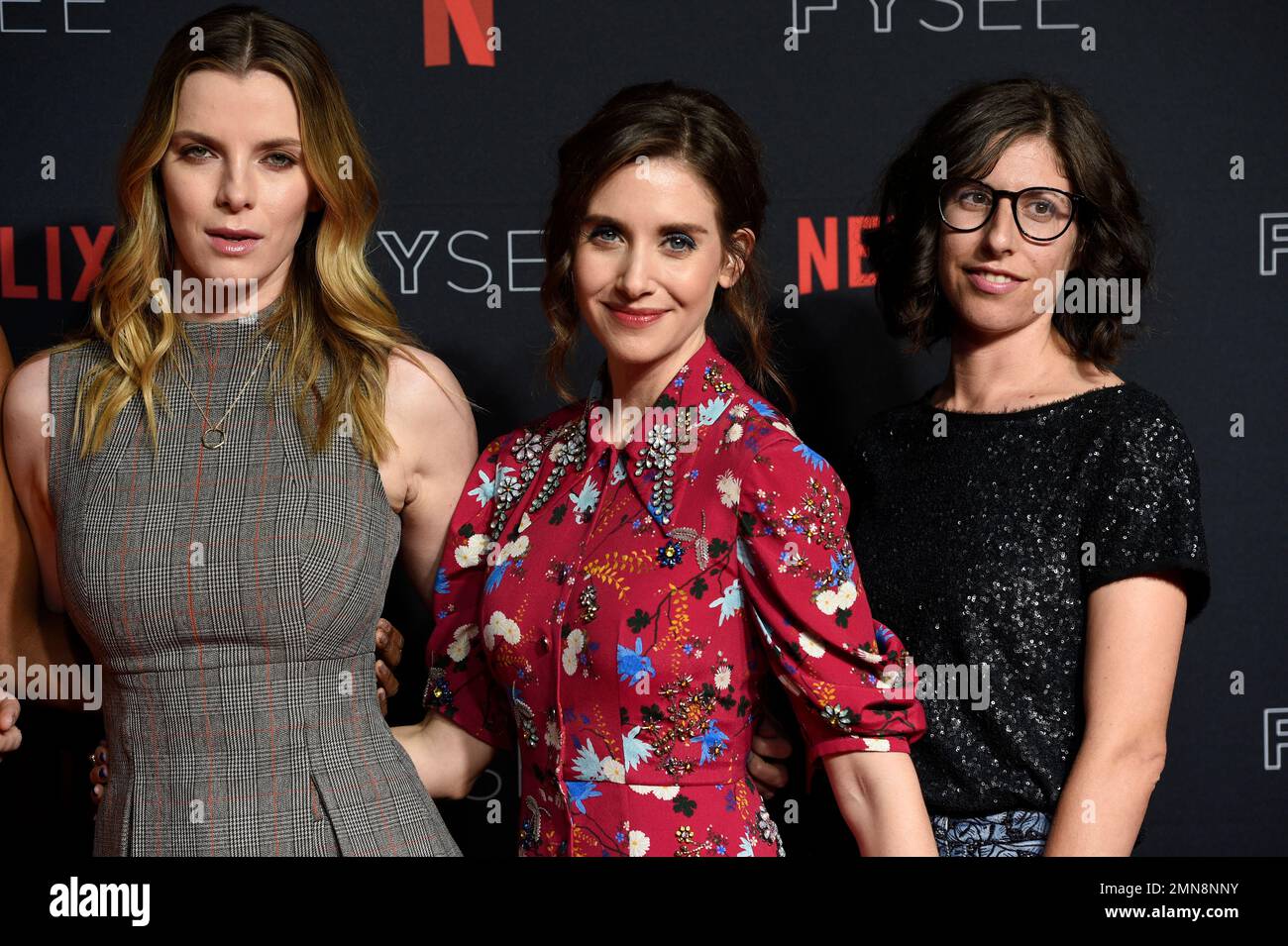 Betty Gilpin, from left, Alison Brie and creator/executive producer ...