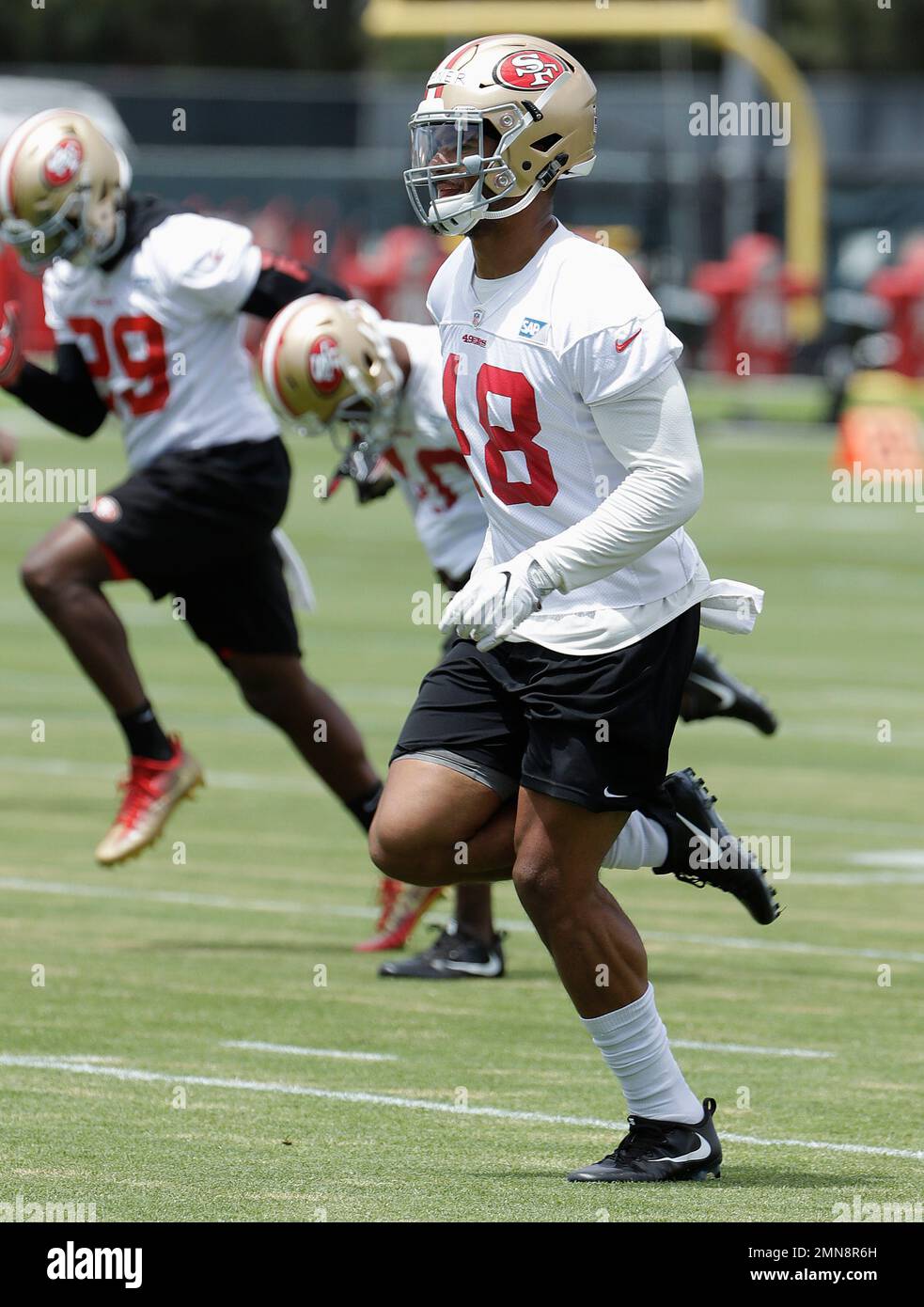 San Francisco 49ers linebacker Fred Warner practices at the team's NFL ...