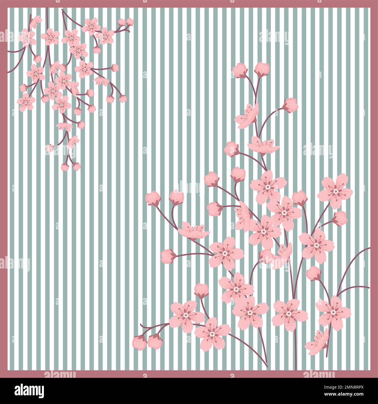Square floral pattern for the silk scarf, Textile print, Vector ...