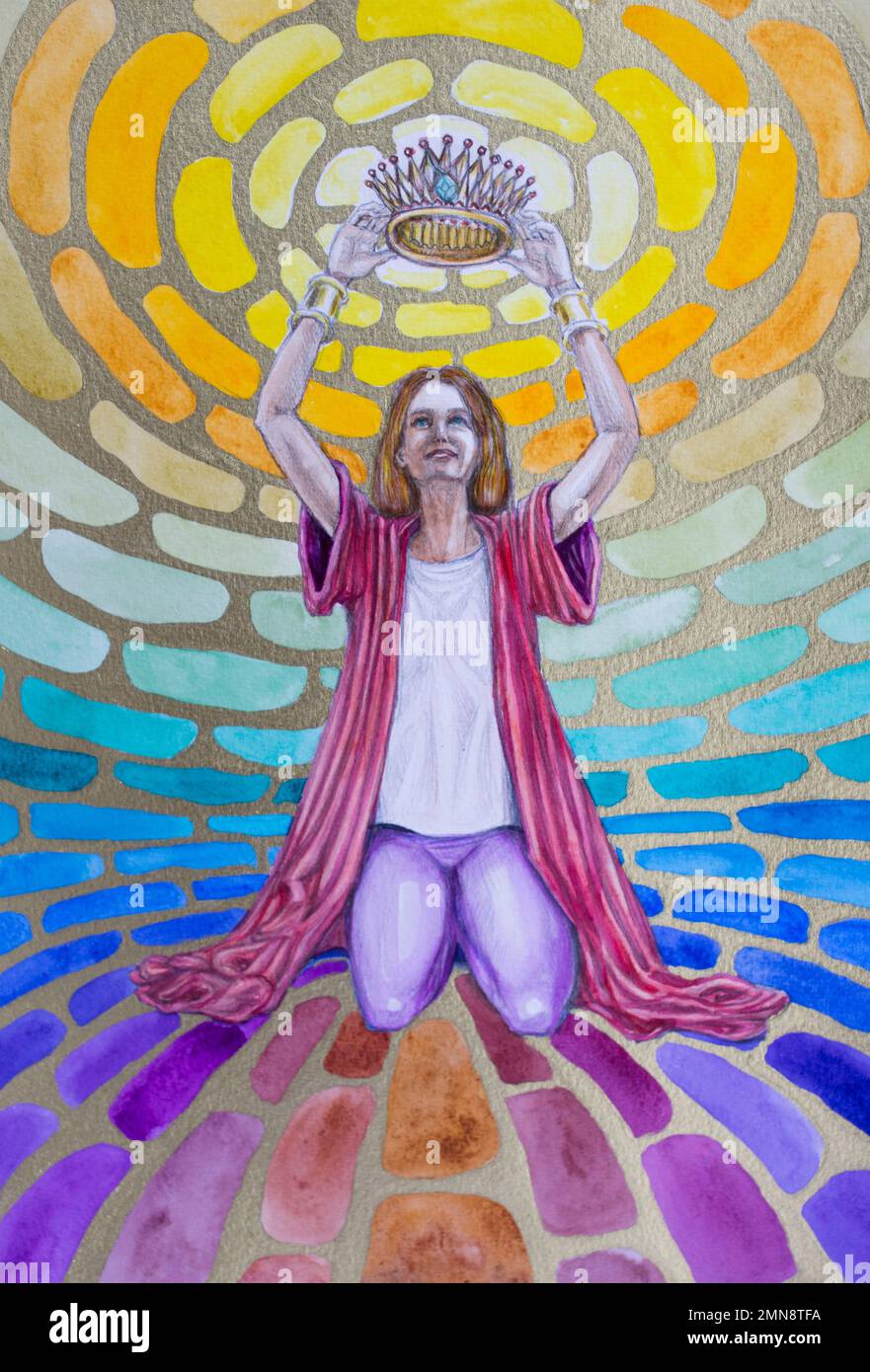Self proclaimed Queen concept watercolor Illustration Stock Photo - Alamy