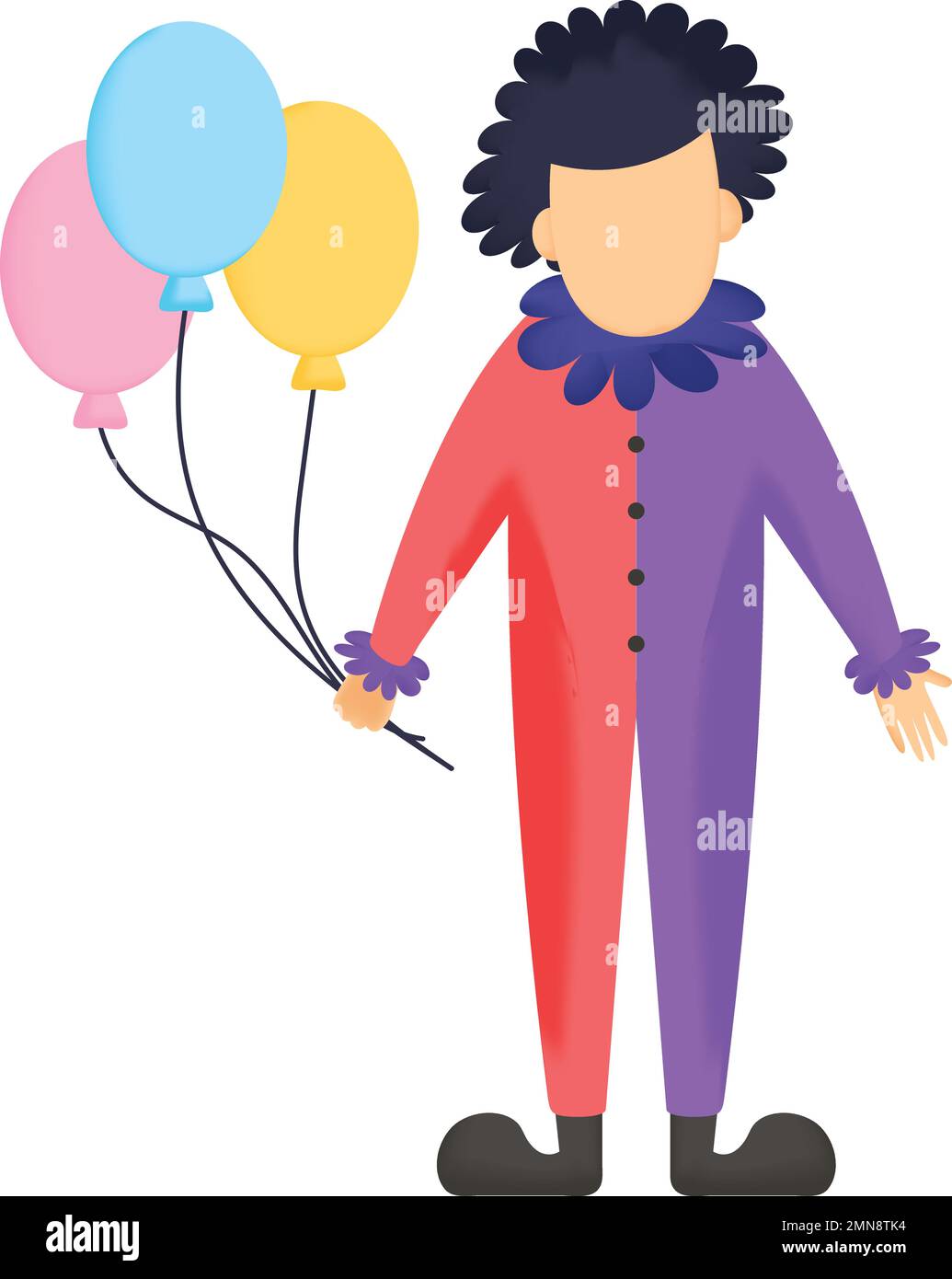 Curly Hair Clown Standing Vector Icon Design, Circus characters Symbol ...