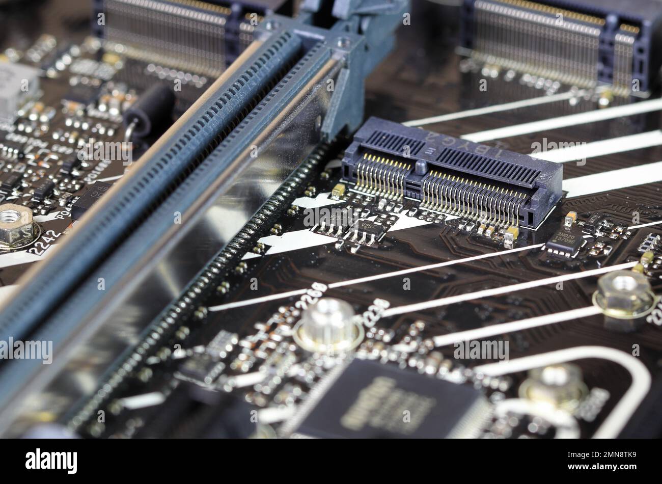 close up PCIe M.2 e key frmale connector interface for Mini PCIe WiFi ...