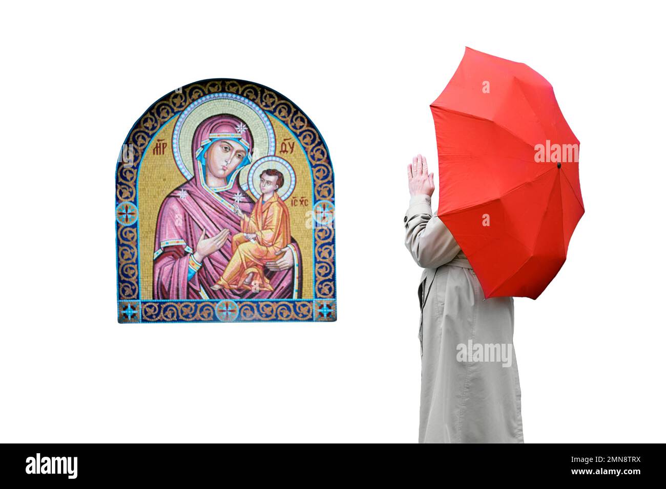 Red white virgin umbrella hi-res stock photography and images - Alamy
