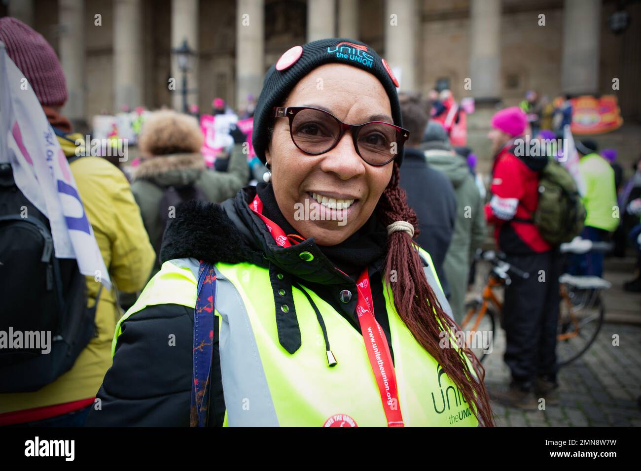 Jo Westerman, Chair of the University of Leeds Unite branch. Hundreds ...