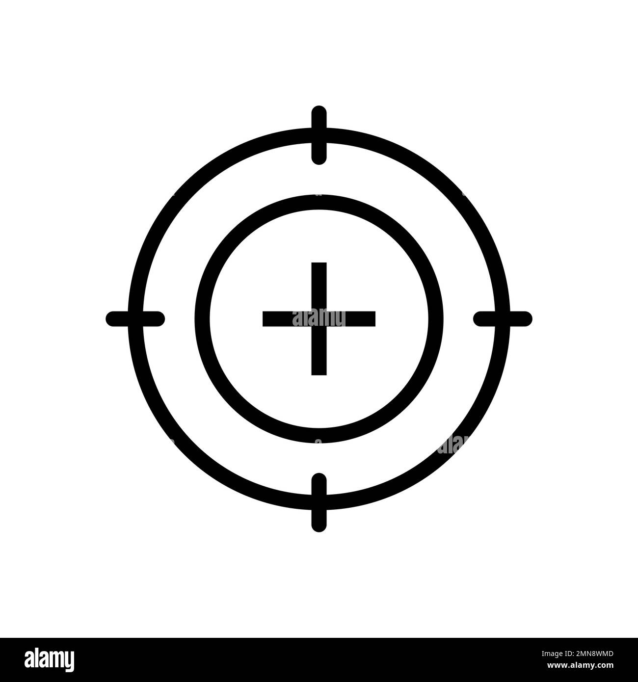Rifle scope icon line isolated on white background. Black flat thin ...