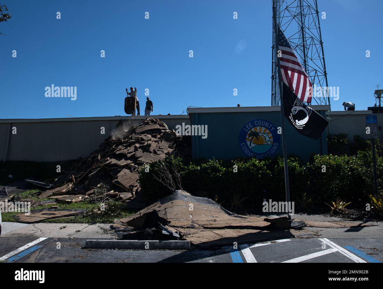 The Lee county Communication building lost its roof to the Category ...