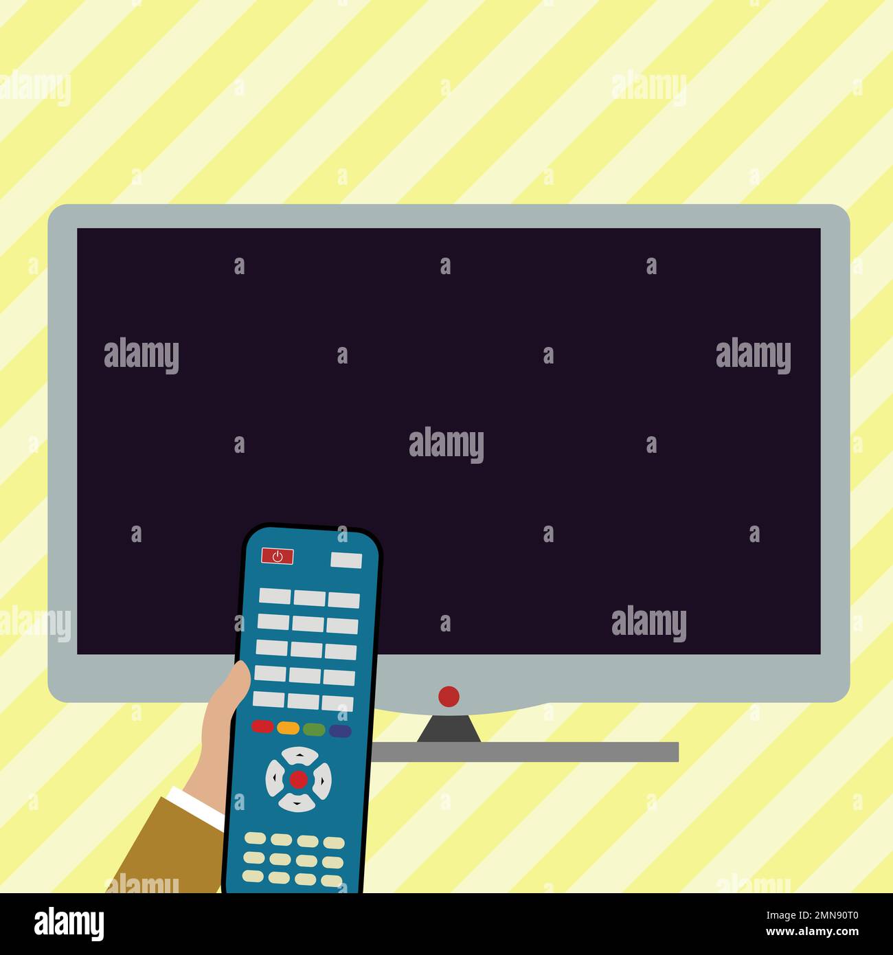 Illustration with TV and hand holding remote control. Important ...