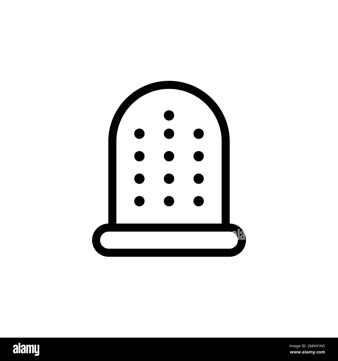 Thimble icon line isolated on white background. Black flat thin icon on ...
