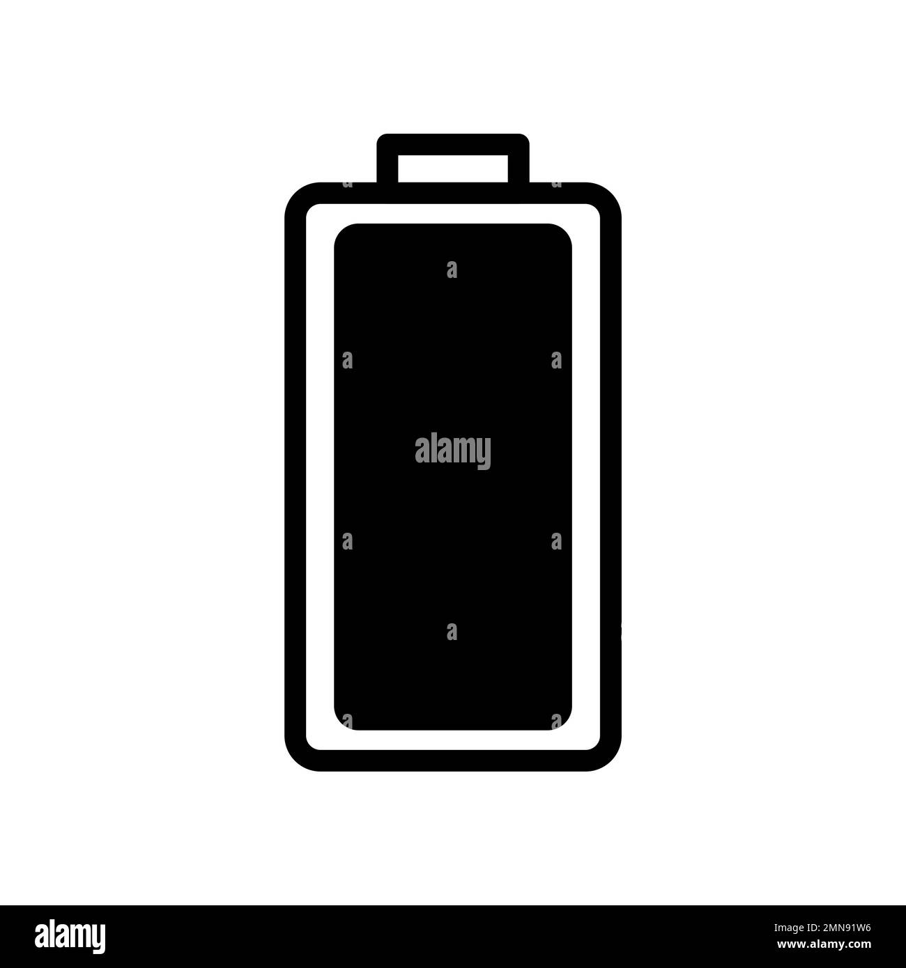 Battery full icon line isolated on white background. Black flat thin ...