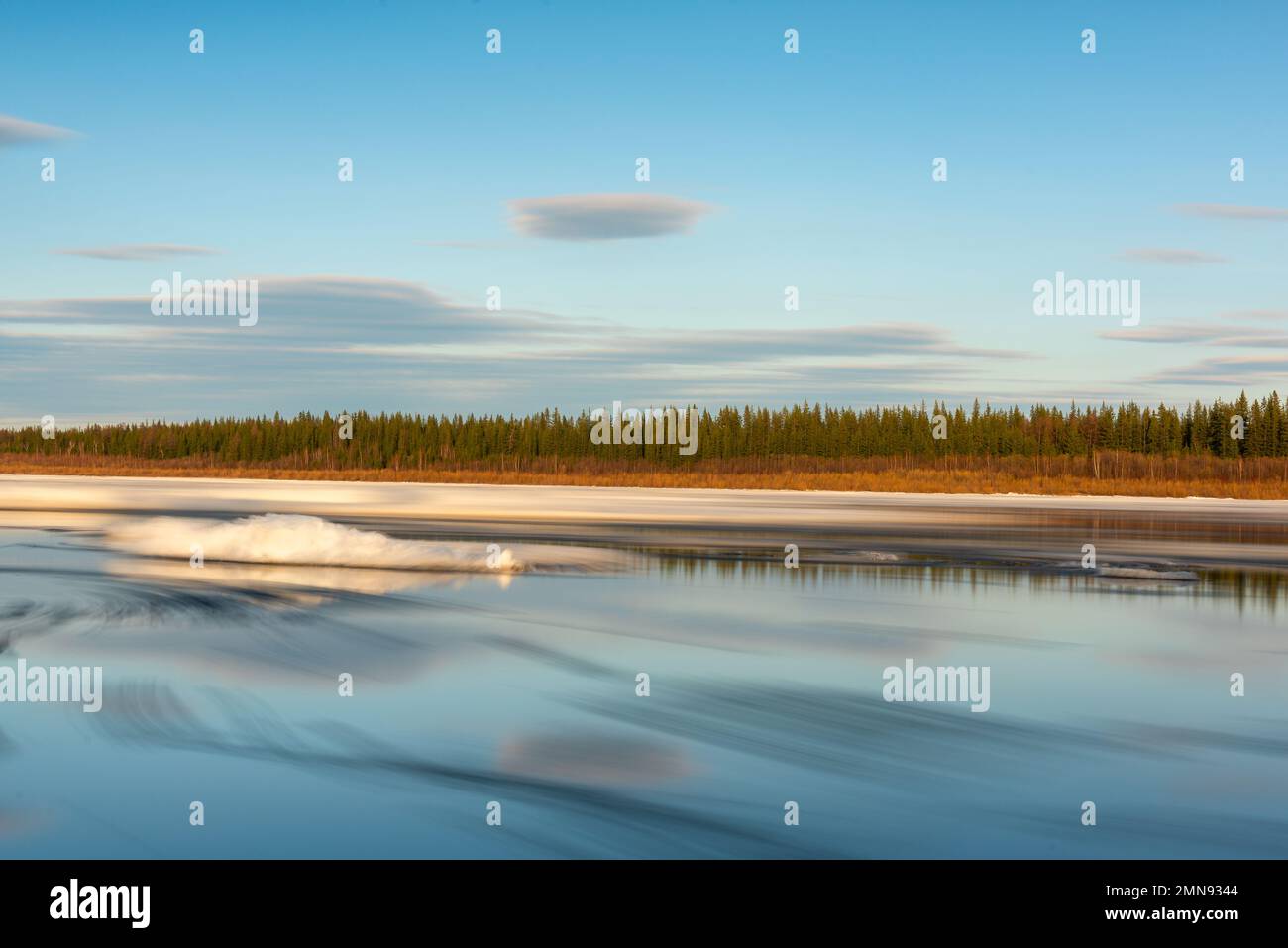 The movement of the flow of water with ice on the ice drift of the ...