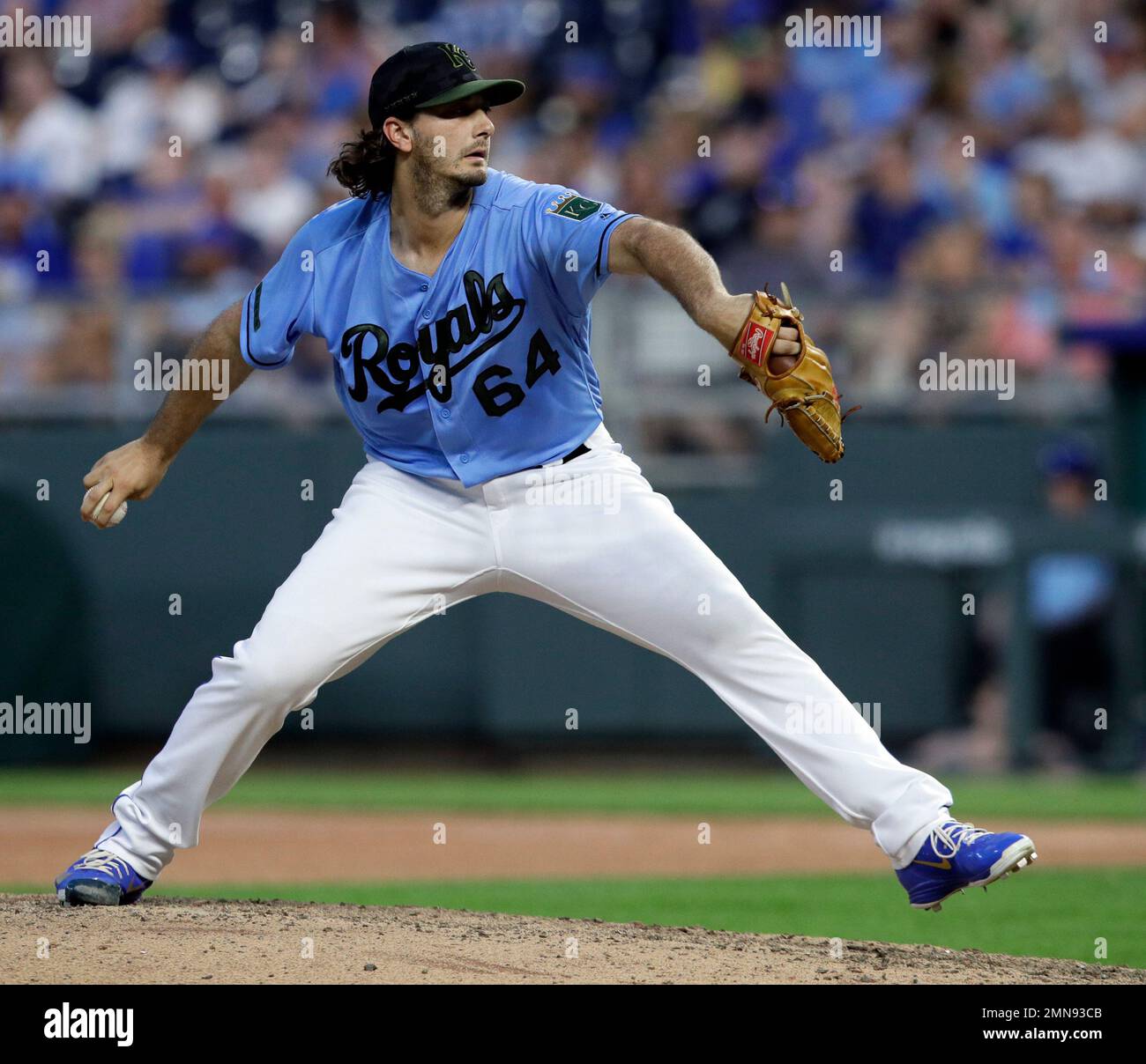 Kansas City Royals relief pitcher Burch Smith during a baseball game ...