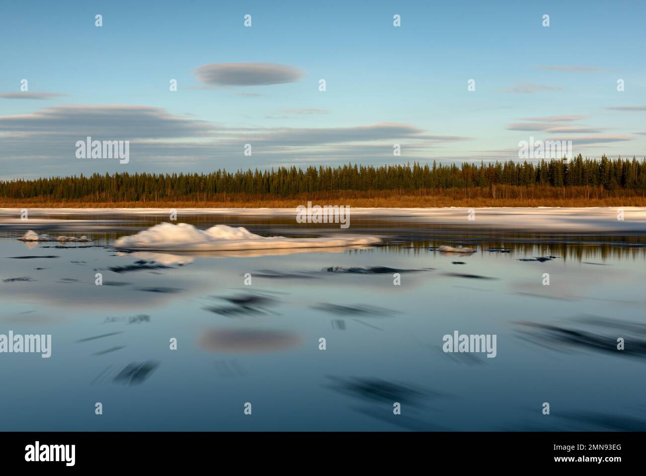 The movement of the flow of water with ice on the ice drift of the ...