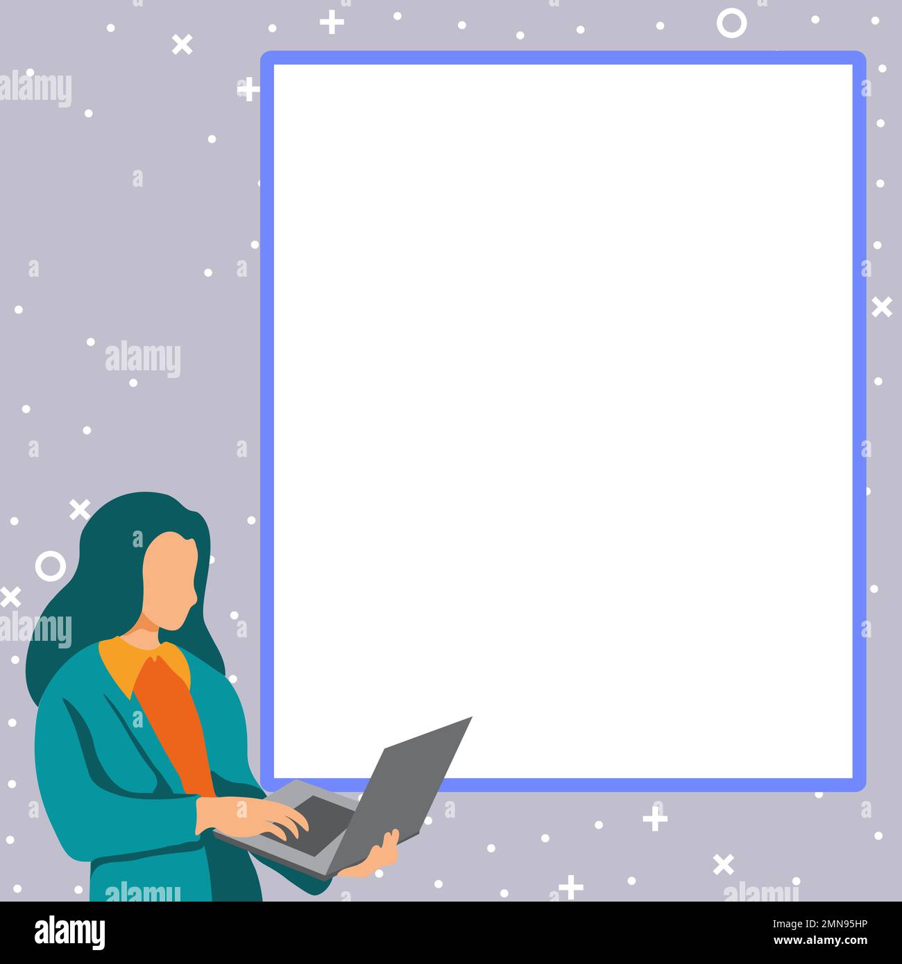 Businesswoman standing on the bright colored background. Woman holding ...