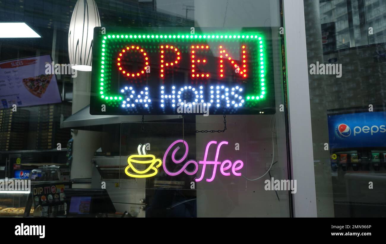 24 hours neon hi-res stock photography and images - Alamy