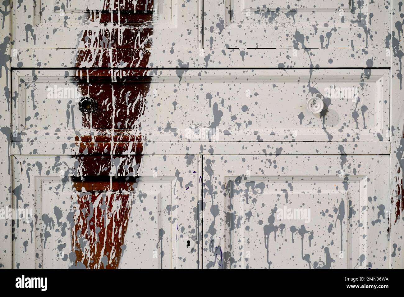 colorful paint dripping color splash brown on white background Stock ...