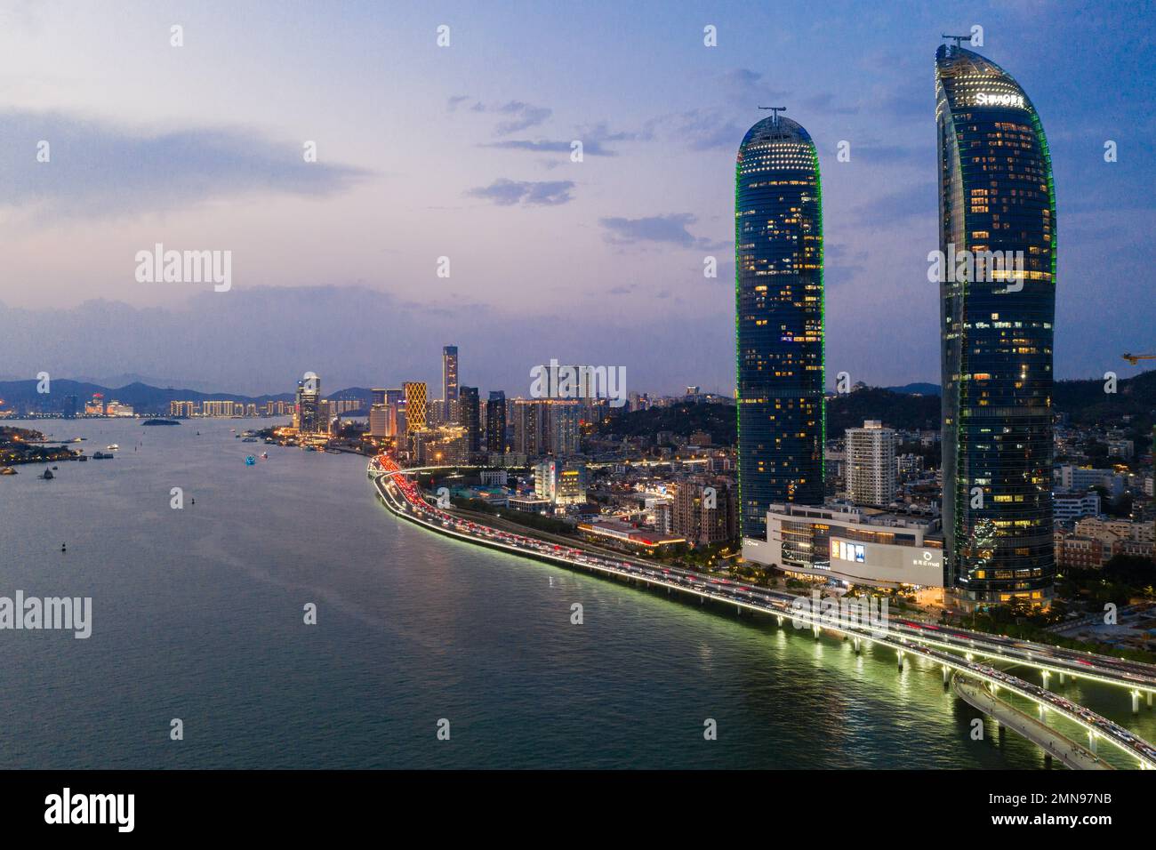 Xiamen city night scene Stock Photo - Alamy