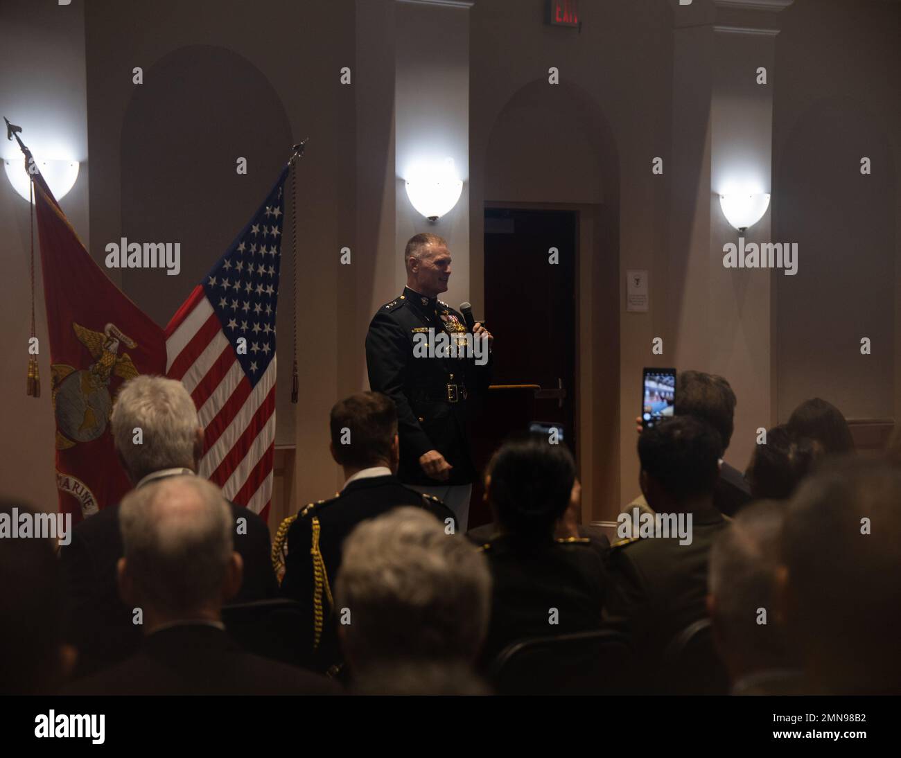 Lt.Gen. Steven R. Rudder, (USMC Ret) delivers a speech to guests at the ...