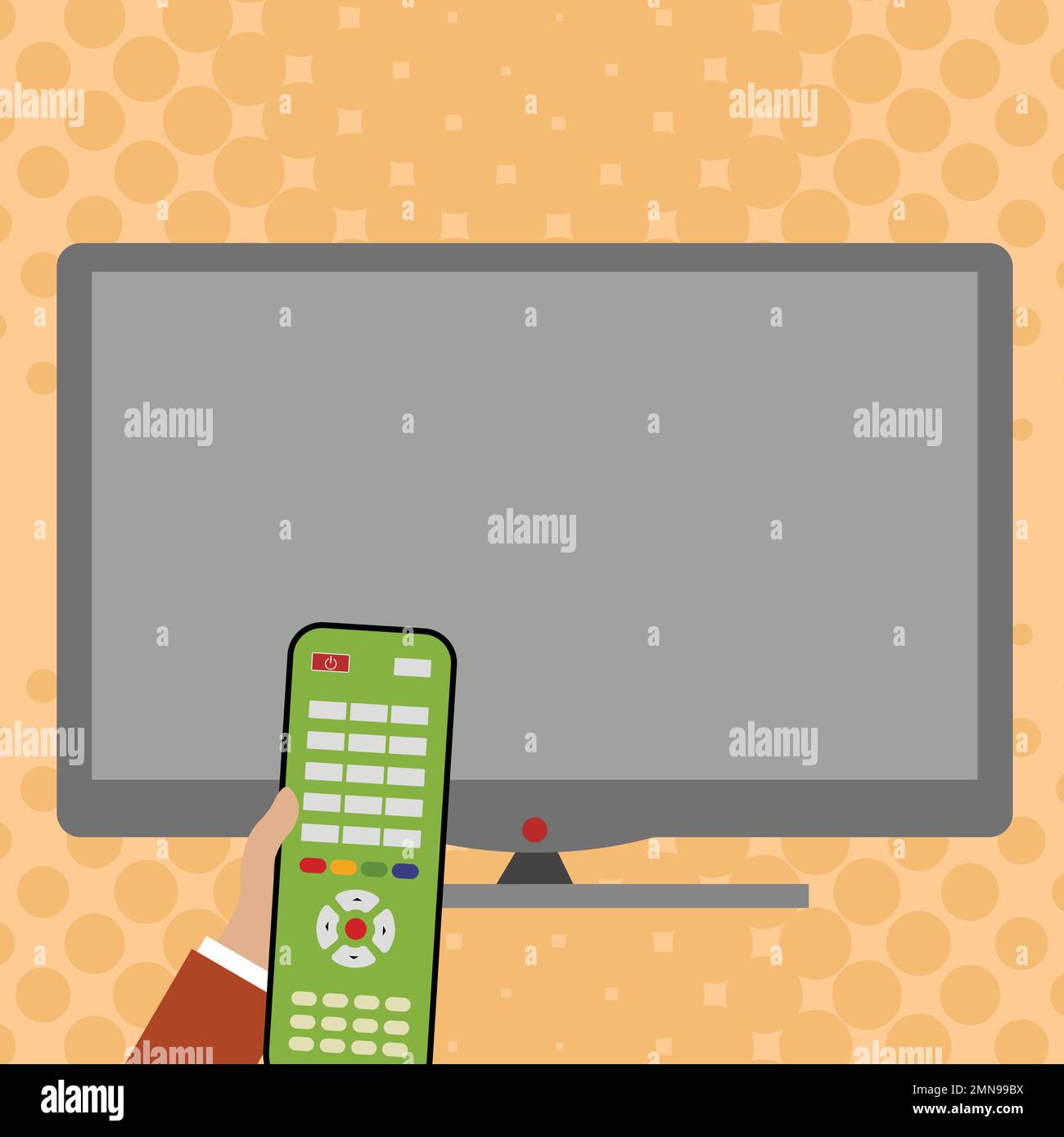 Illustration with TV and hand holding remote control. Important ...