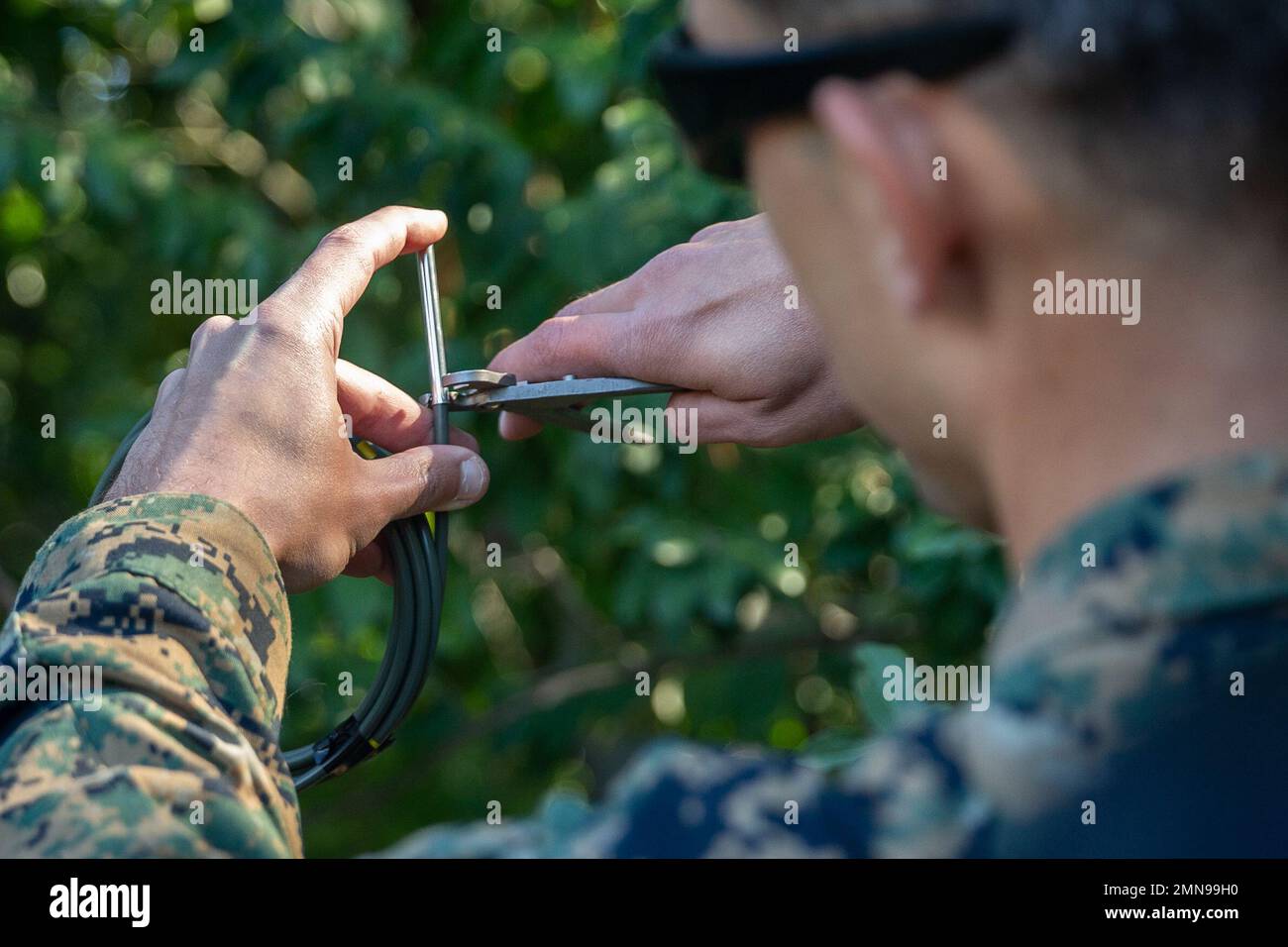 A U.S. Marine Corps Explosive Ordnance Disposal technician with Weapons ...