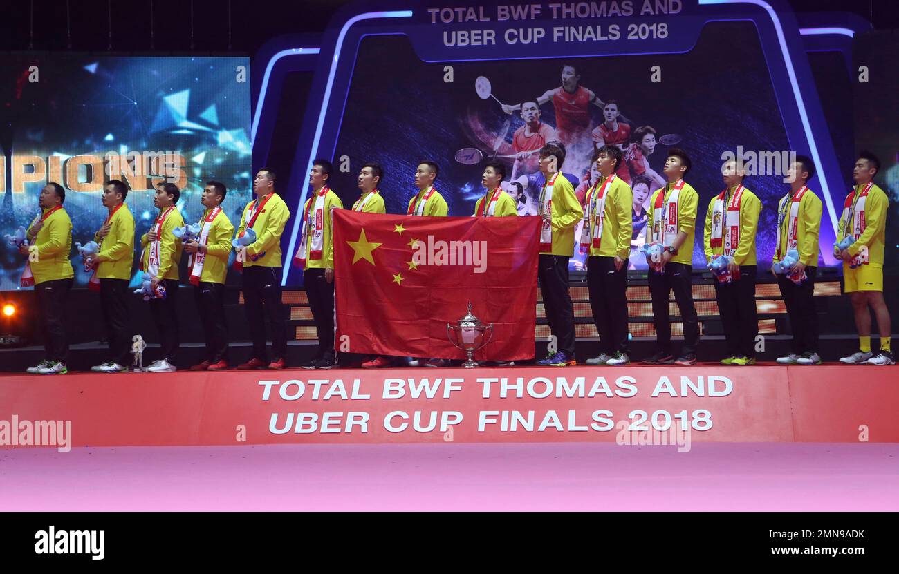 Chinese team celebrates after winning the Thomas Cup finals badminton ...