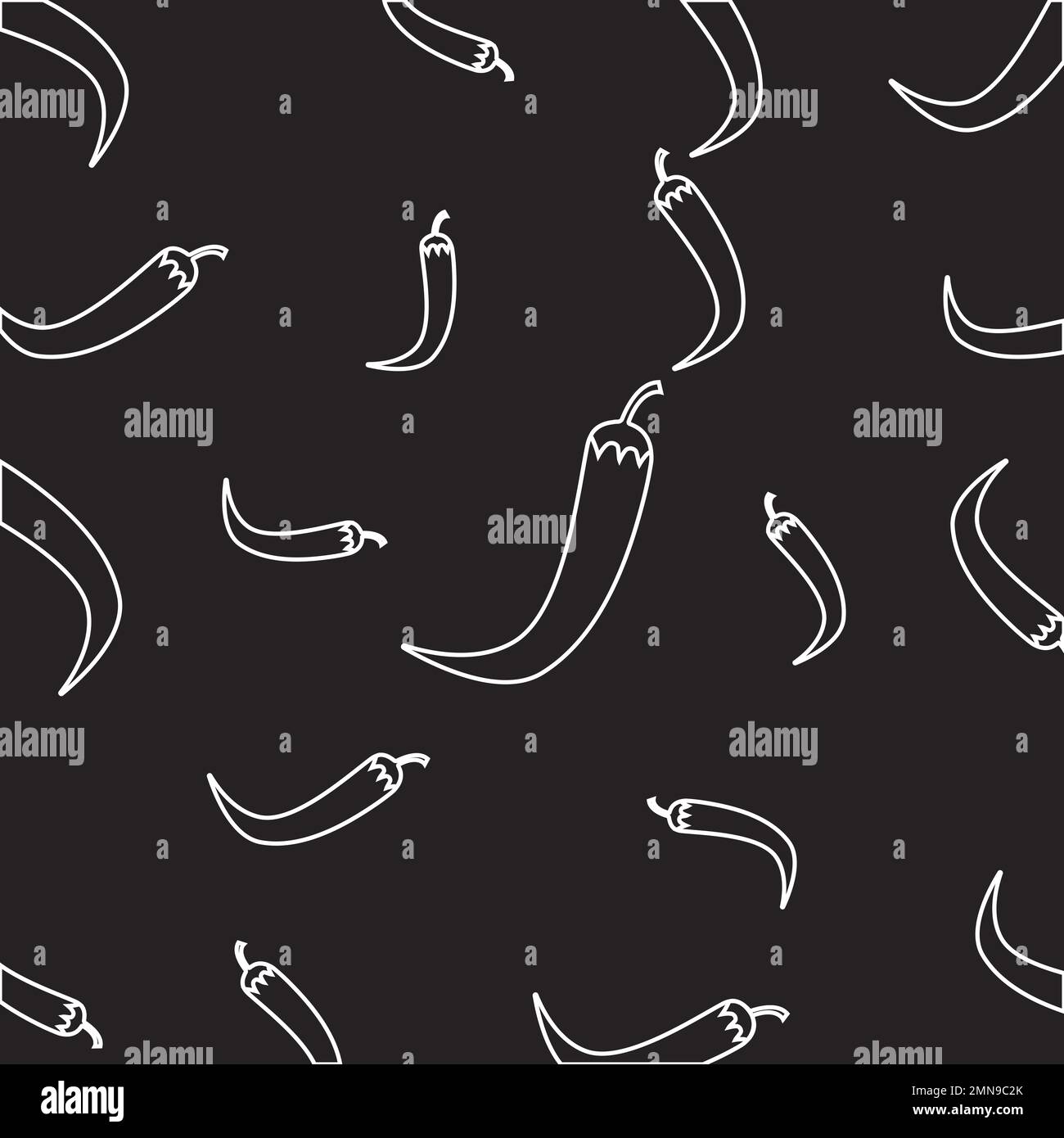 Pepper Icons, Chili Icons Seamless Pattern Vector Art Illustration ...
