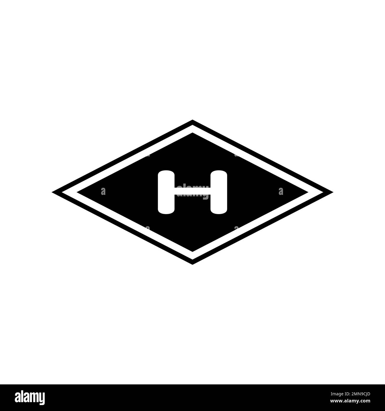 Helipad Icon, Helicopter Landing Pad, Area, Platform, H Letter, Vector ...