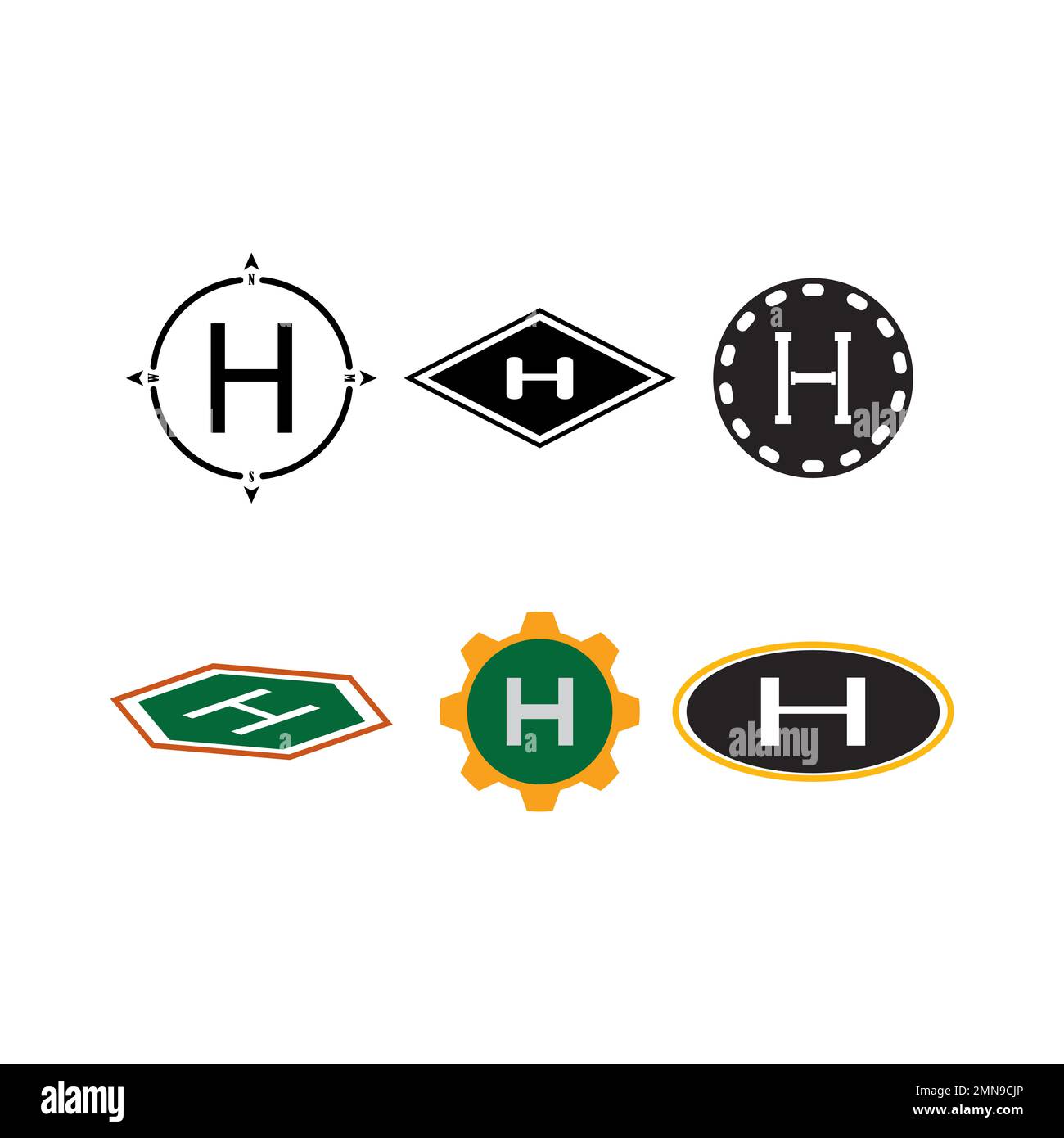 Helipad Icon, Helicopter Landing Pad, Area, Platform, H Letter, Vector ...