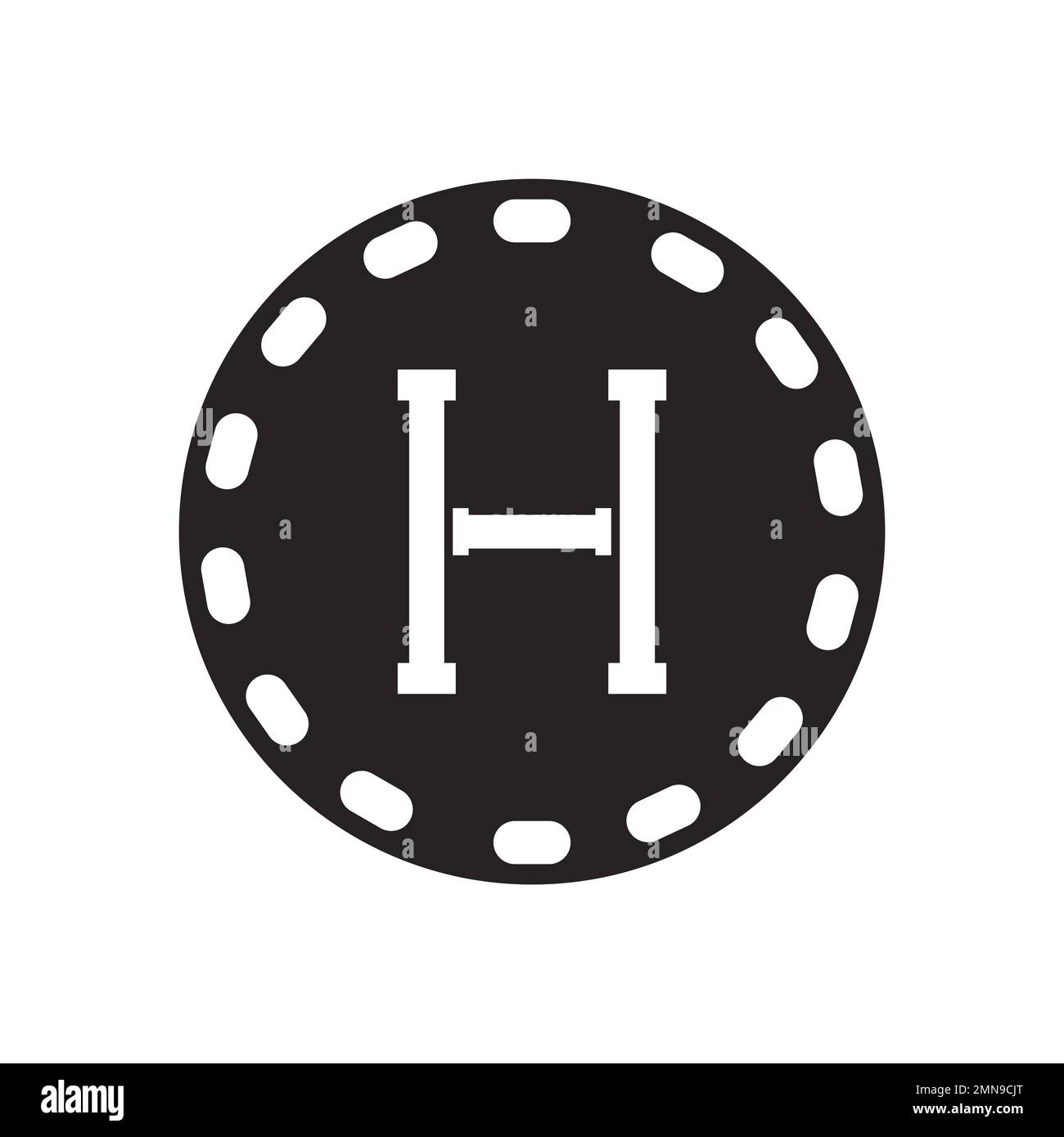 Helipad Icon, Helicopter Landing Pad, Area, Platform, H Letter, Vector ...