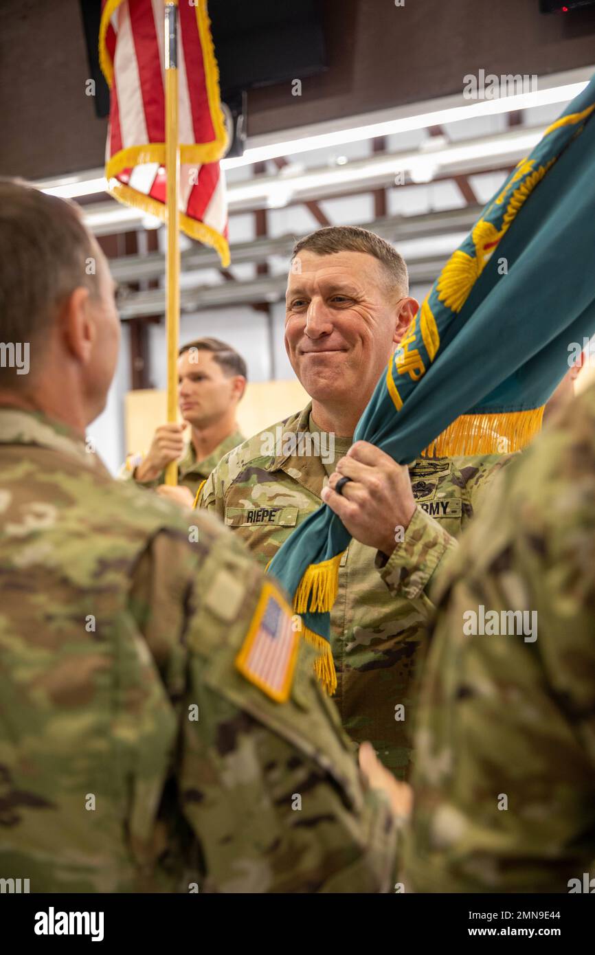 Command Sgt. Maj. Mason Riepe, the incoming battalion command sergeant ...