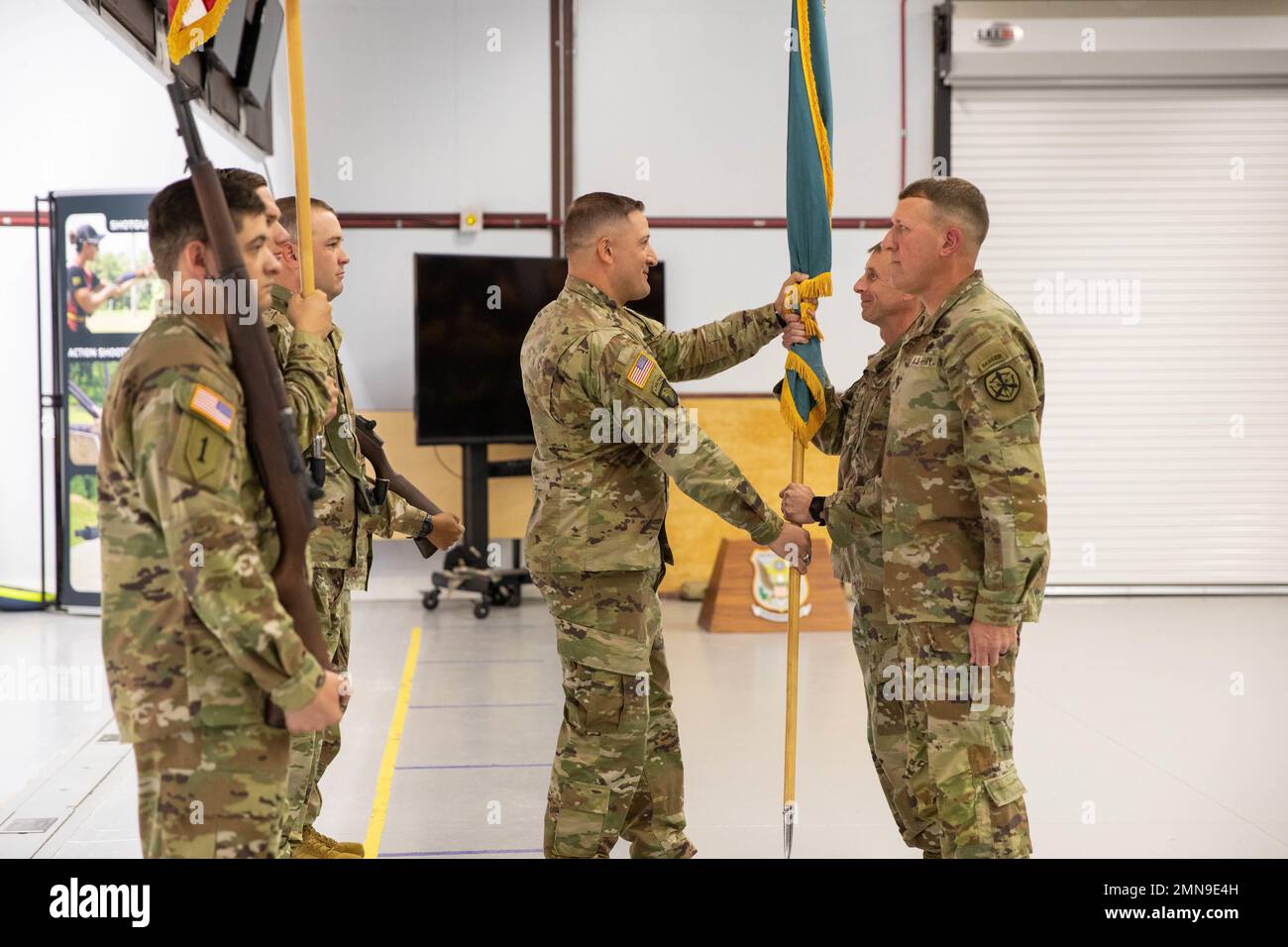 Command Sgt. Maj. Aaron Forry, the outgoing battalion command sergeant major for the U.S. Army ...