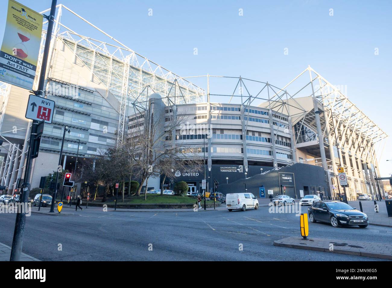 Wide angle view of Newcastle United football club St. James' Park ...