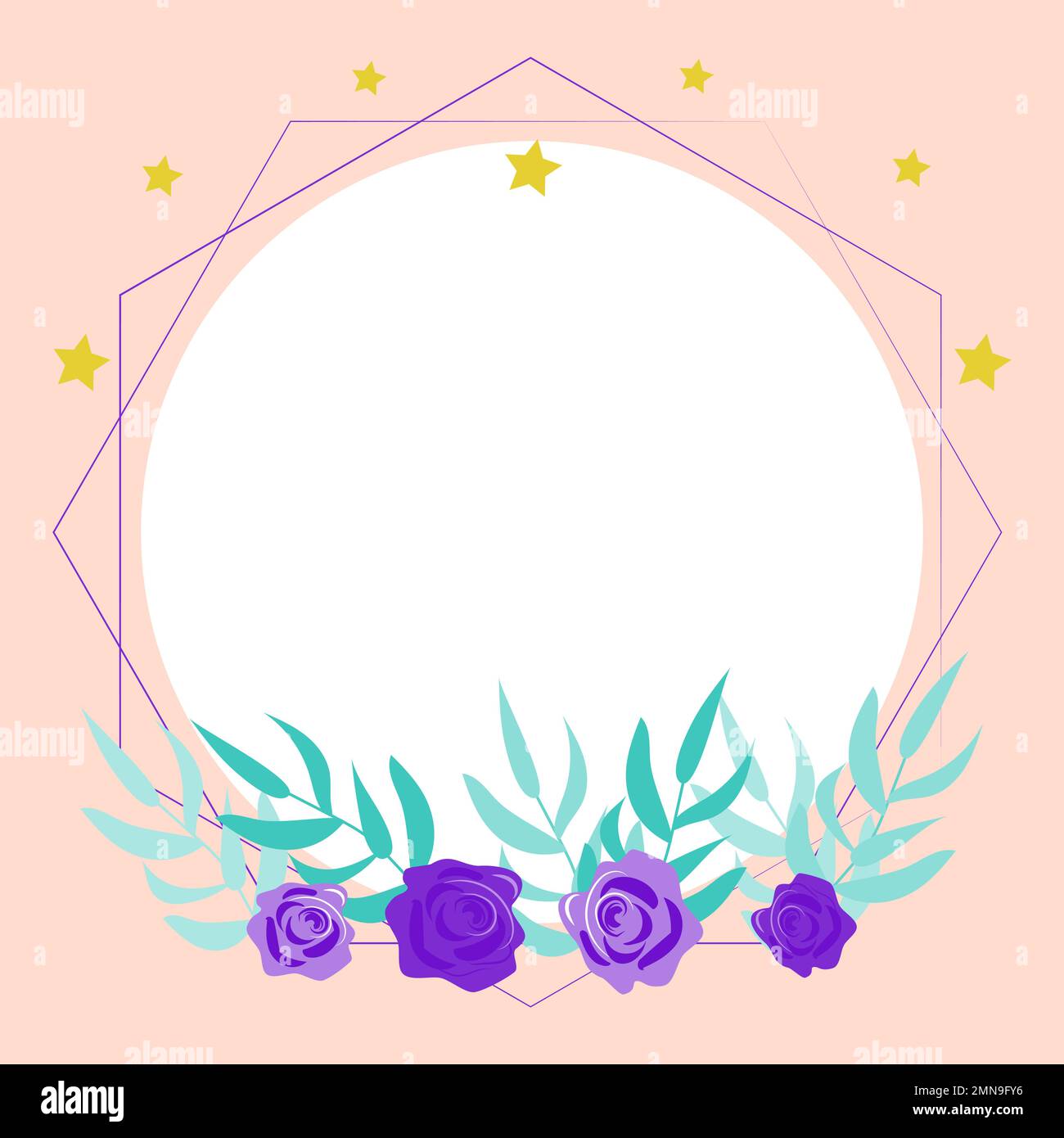 Circle Shape Orange Color. Text Frame Surrounded With Assorted Flowers ...