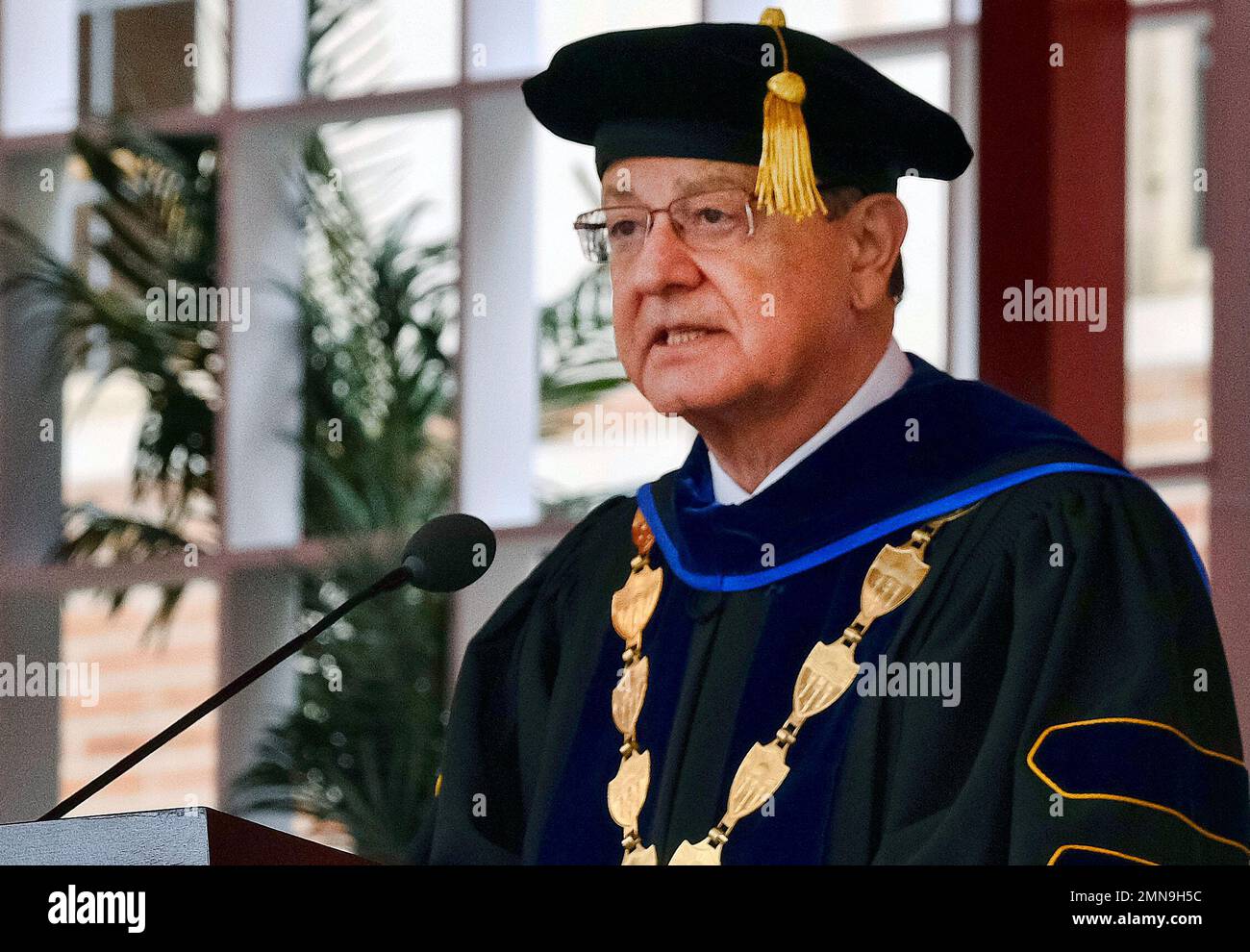 In this May 12, 2017 photo USC President C.L. Max Nikias attends the ...