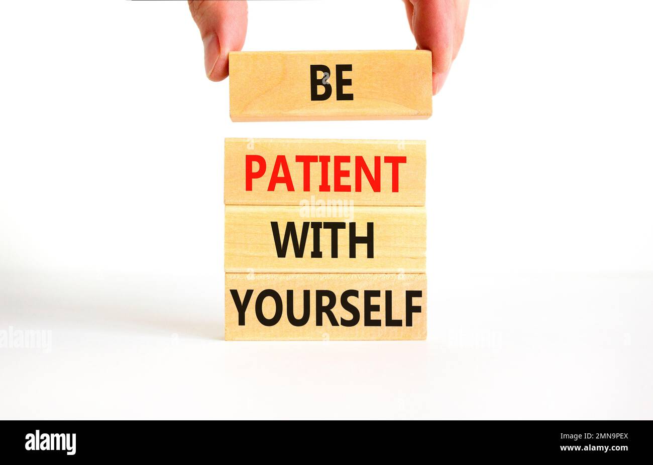 Patient with yourself symbol. Concept words Be patient with yourself on ...