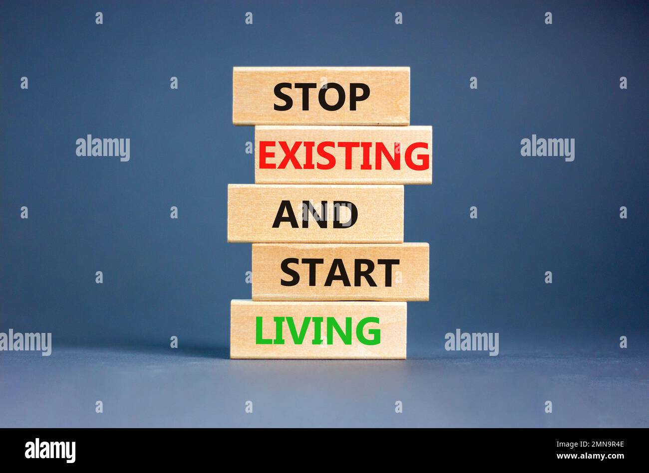 Stop existing start living symbol. Concept words Stop existing and ...