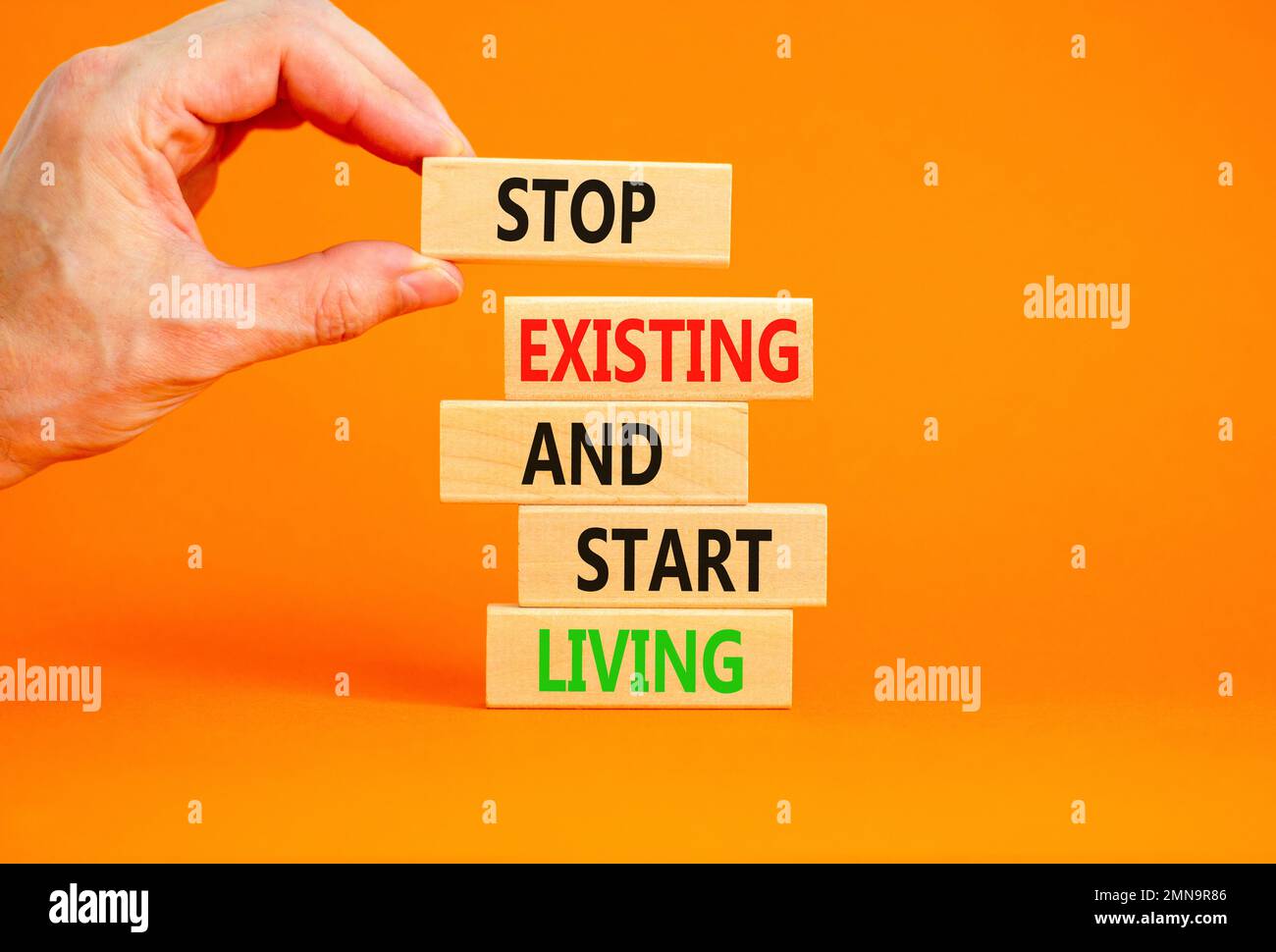 Stop existing start living symbol. Concept words Stop existing and ...