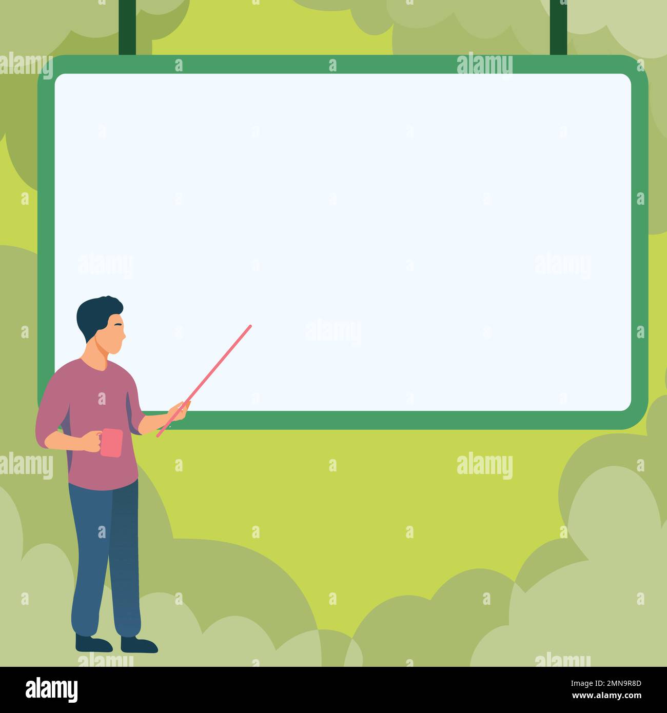 Man pointing with pointer stick to important information written on ...