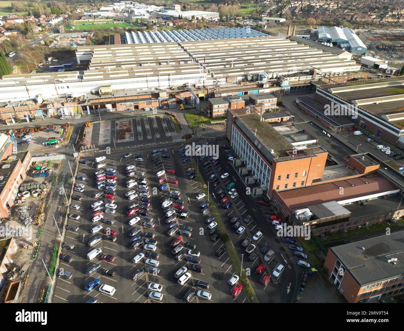 Aerial view of the large Wiggin Specialist Metal factory in Hereford UK ...