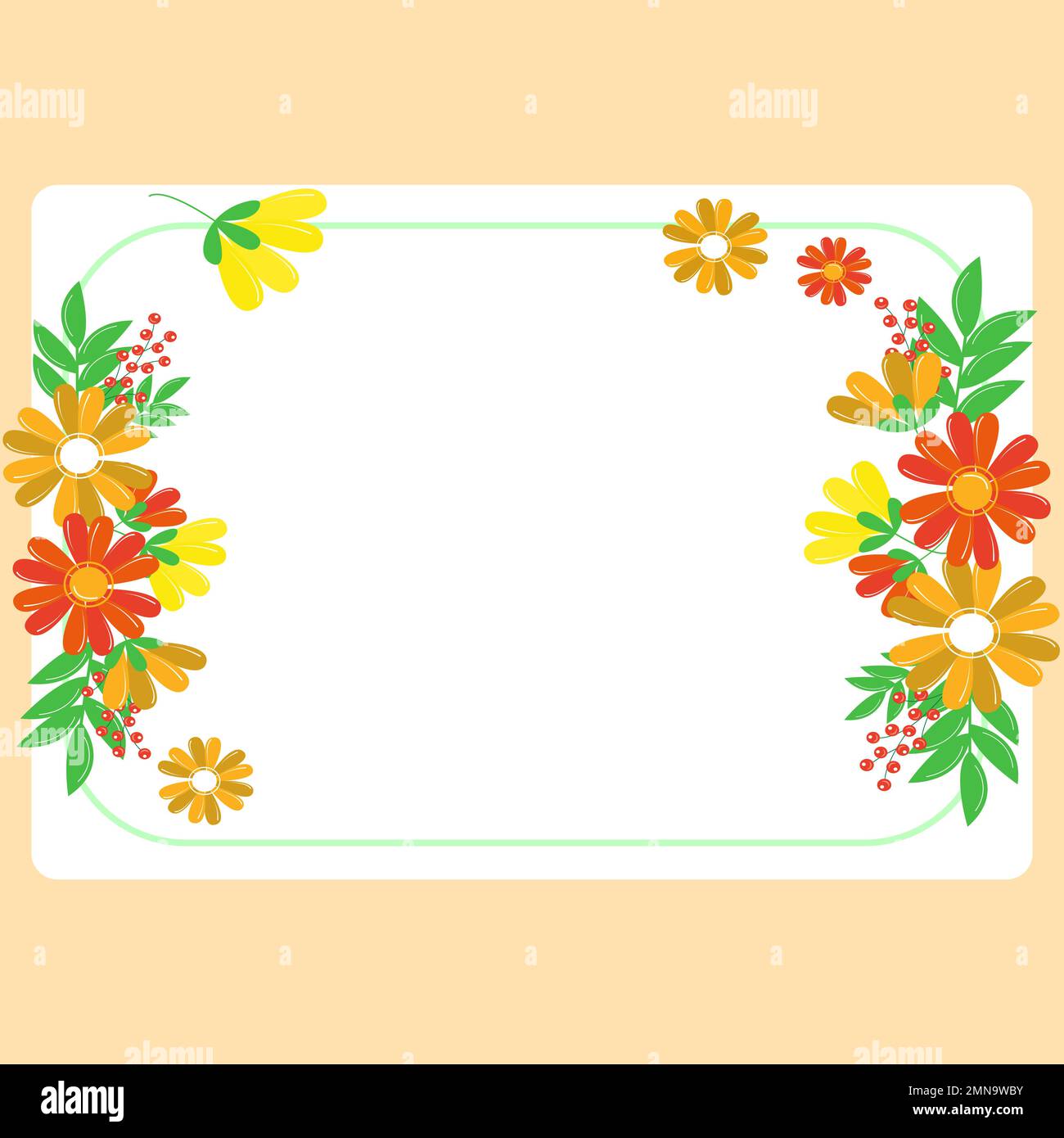 Text Frame Surrounded With Assorted Flowers Hearts And Leaves ...