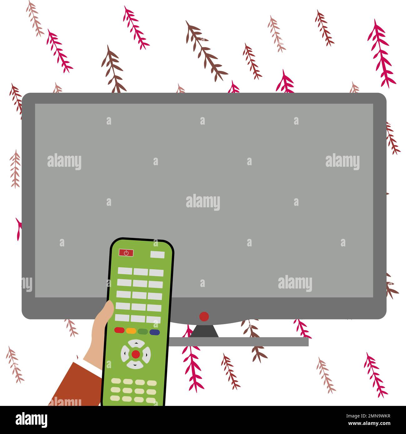 Illustration with TV and hand holding remote control. Important ...